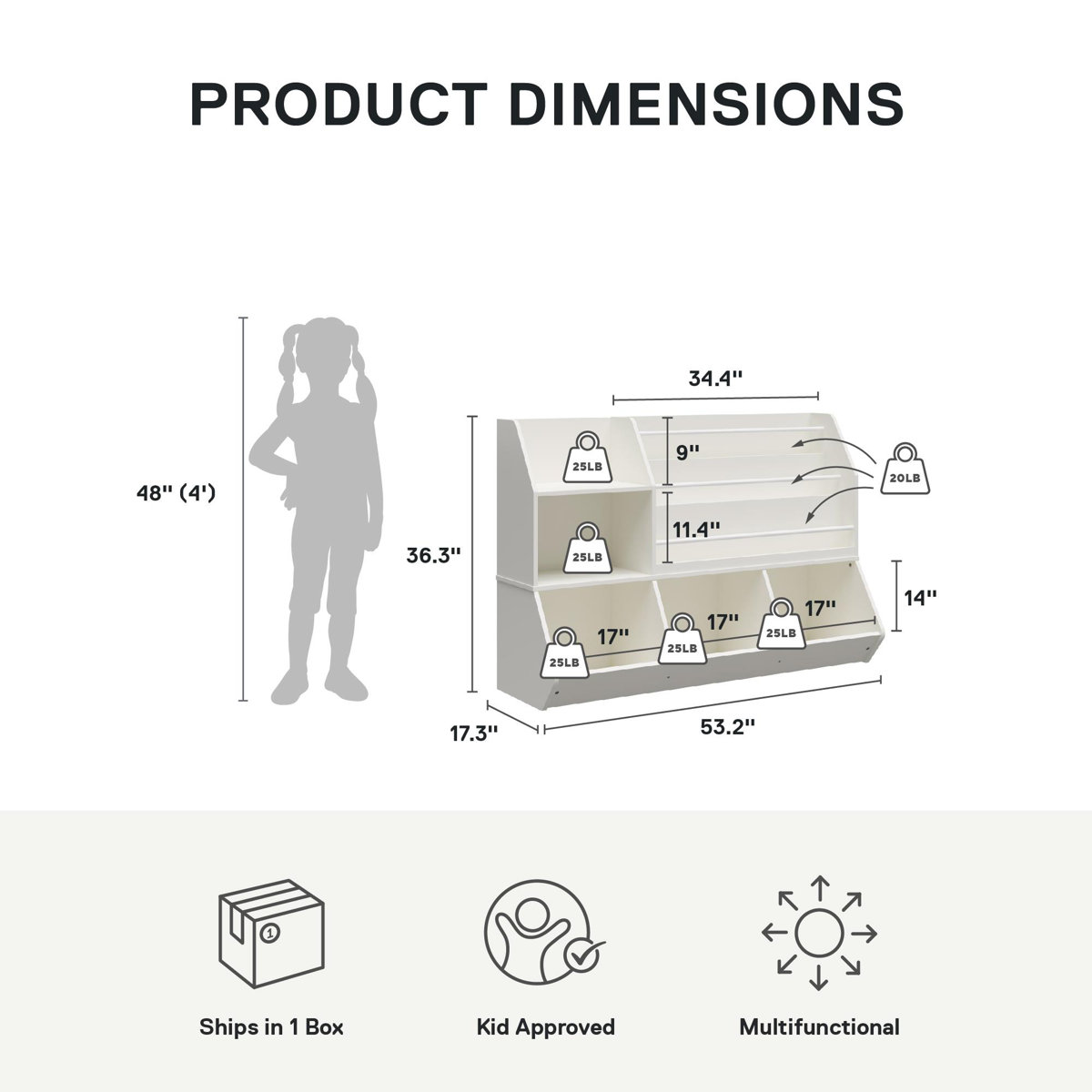 Harriet Bee Kambrea Kids Extra Large Book and Toy Storage Organizer ...