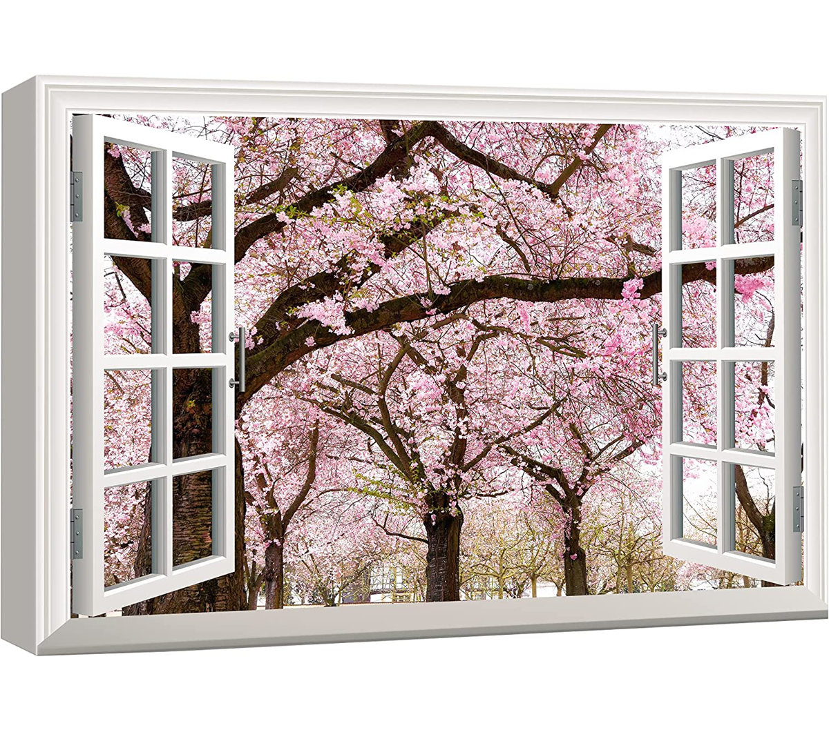 IDEA4WALL Window Scenery Pink Cherry/Sakura Blossom in Spring - Wrapped ...