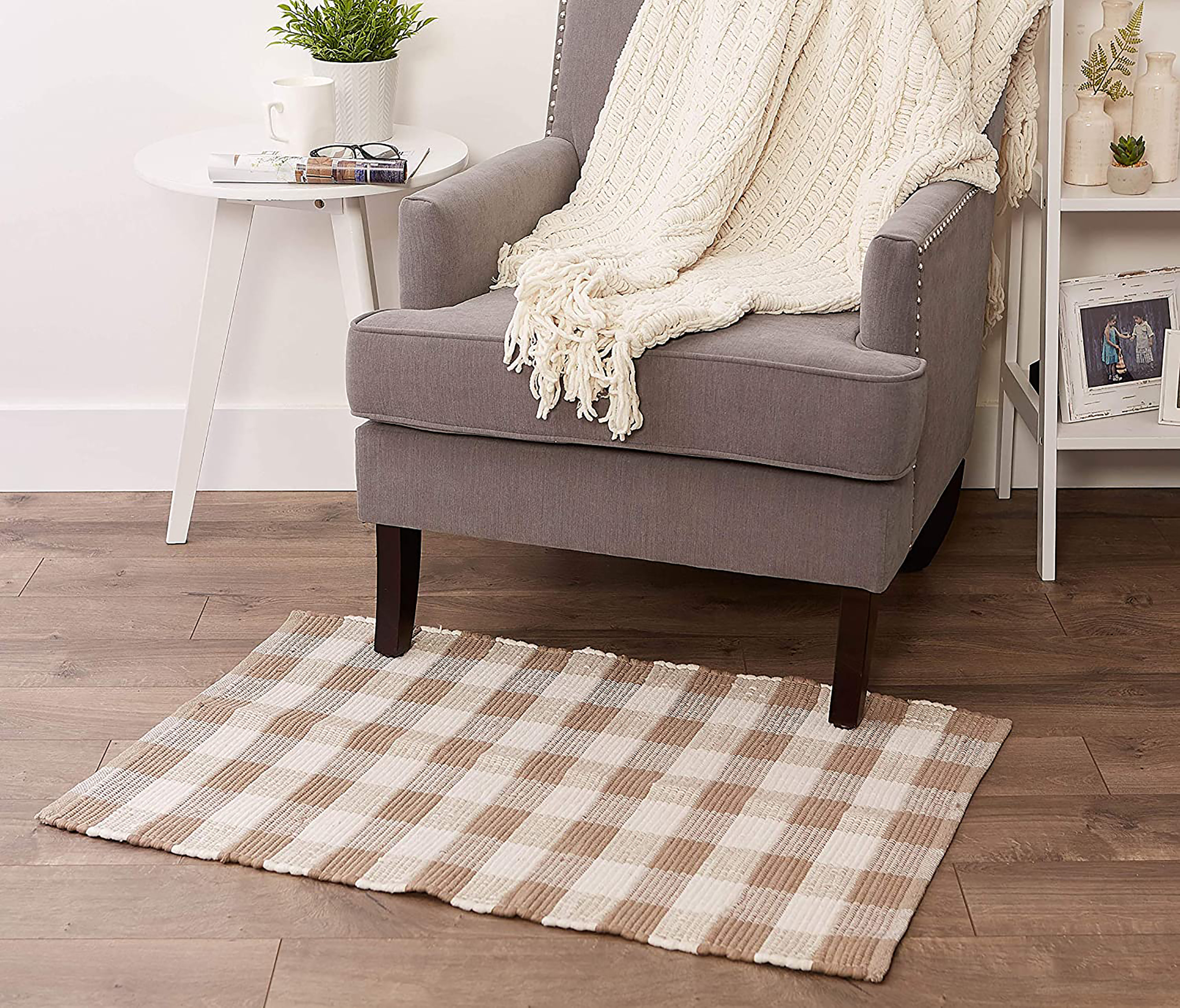 Gracie Oaks Weimar Buffalo Check Rag Cotton Brown Area Rug & Reviews ...