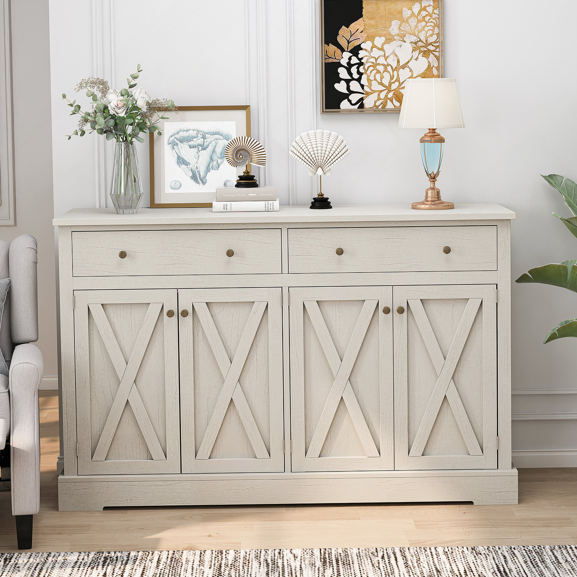 August Grove® Sideboard with Two Drawers and Four Doors for Living Room ...