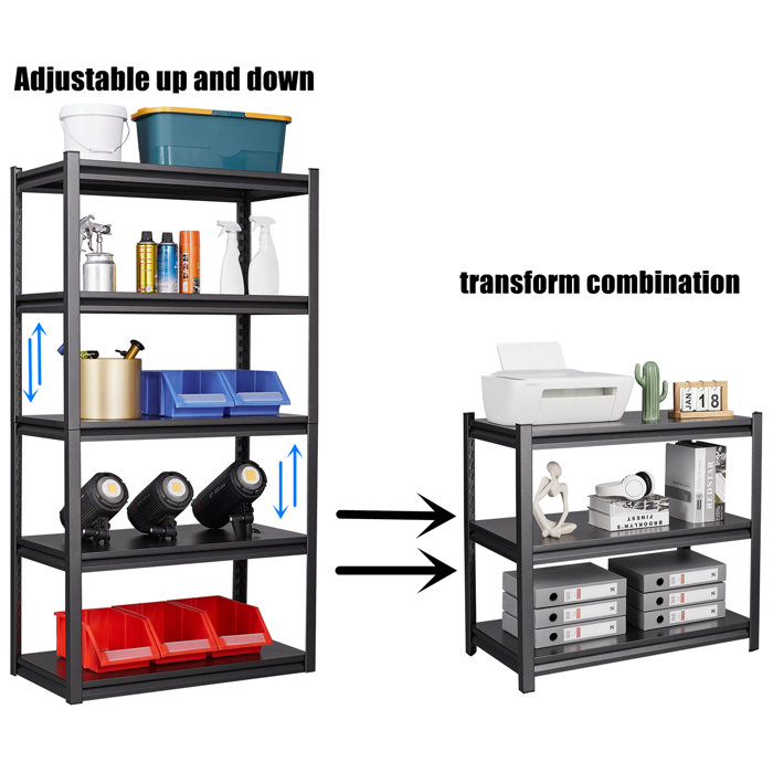 Latitude Run® Jenecke 33.9'' W Steel Height -Adjustable Storage Rack ...