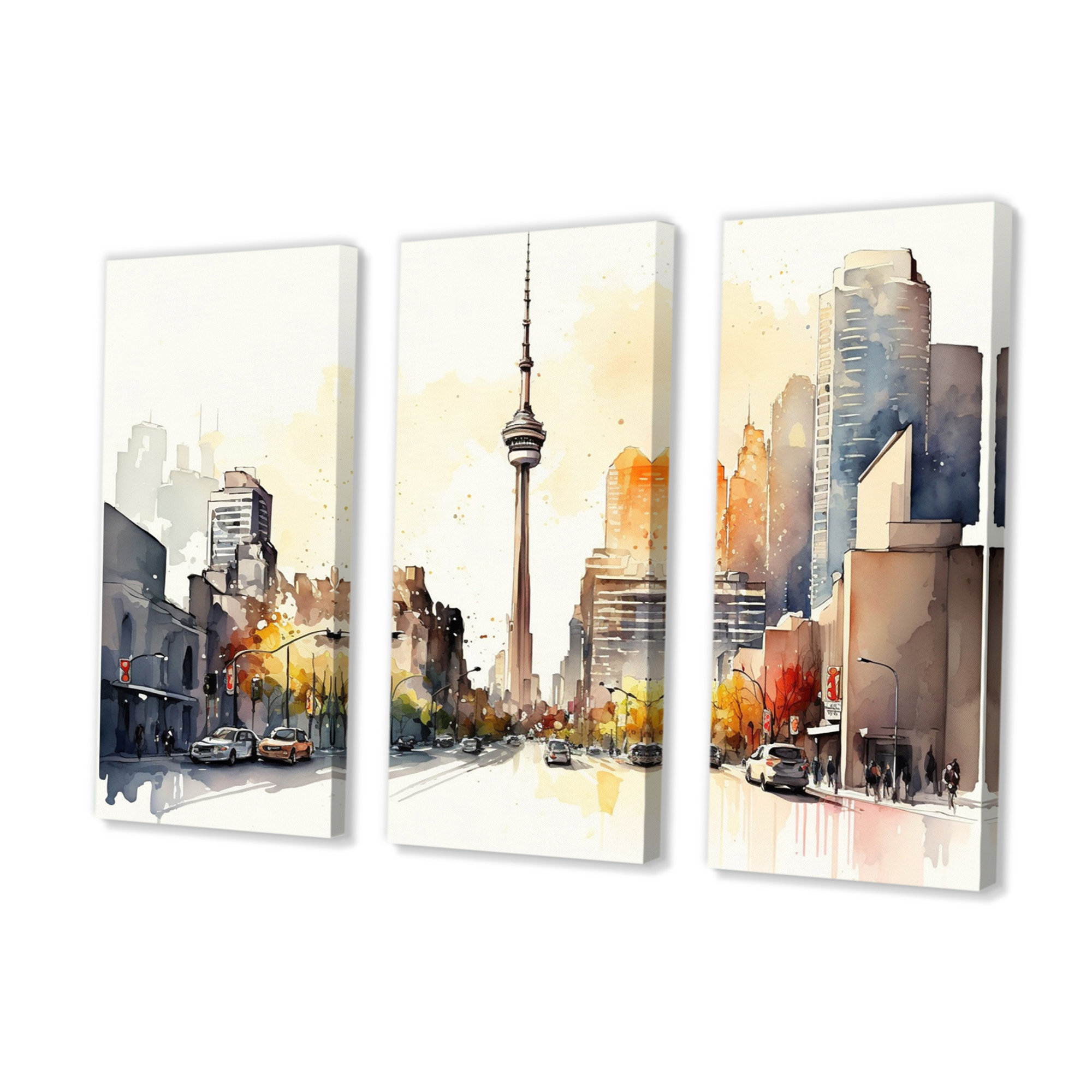 Red Barrel Studio® Toronto Skyline VIII - 3 Piece Print on Canvas | Wayfair