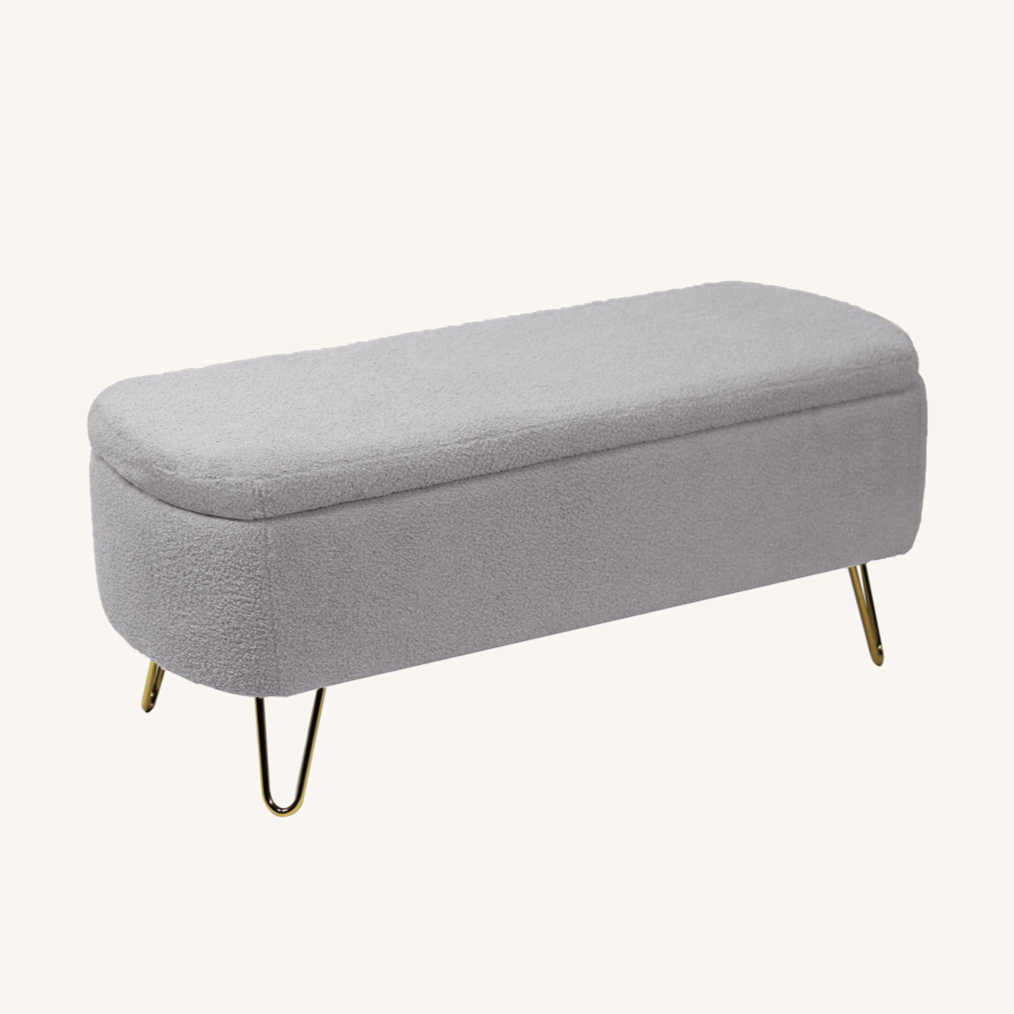 Mercer41 Grey Storage Ottoman Bench For End Of Bed Gold Legs, Modern ...