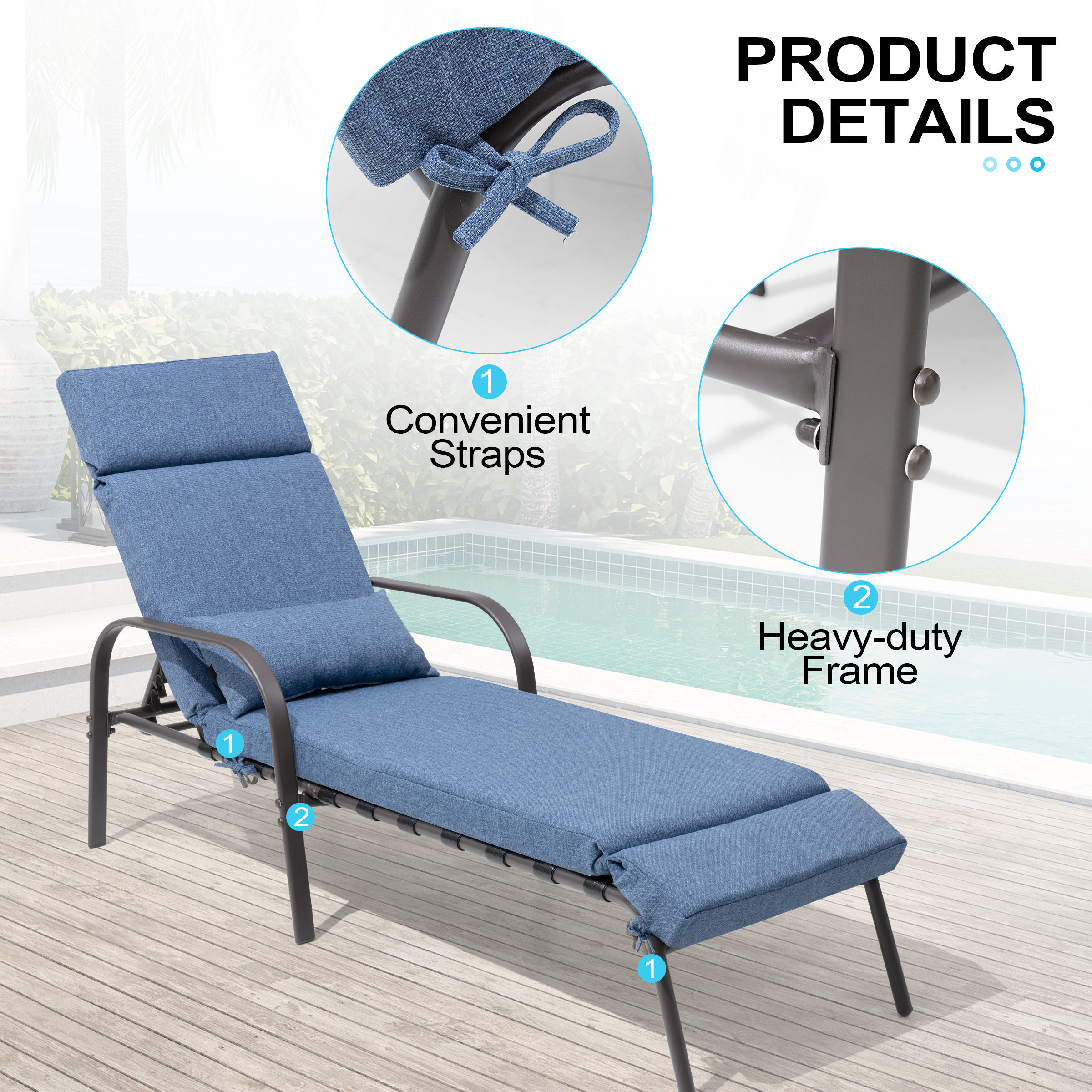 Lark Manor™ Antrea 63" Long Reclining Chaise Lounge Chair Set with ...