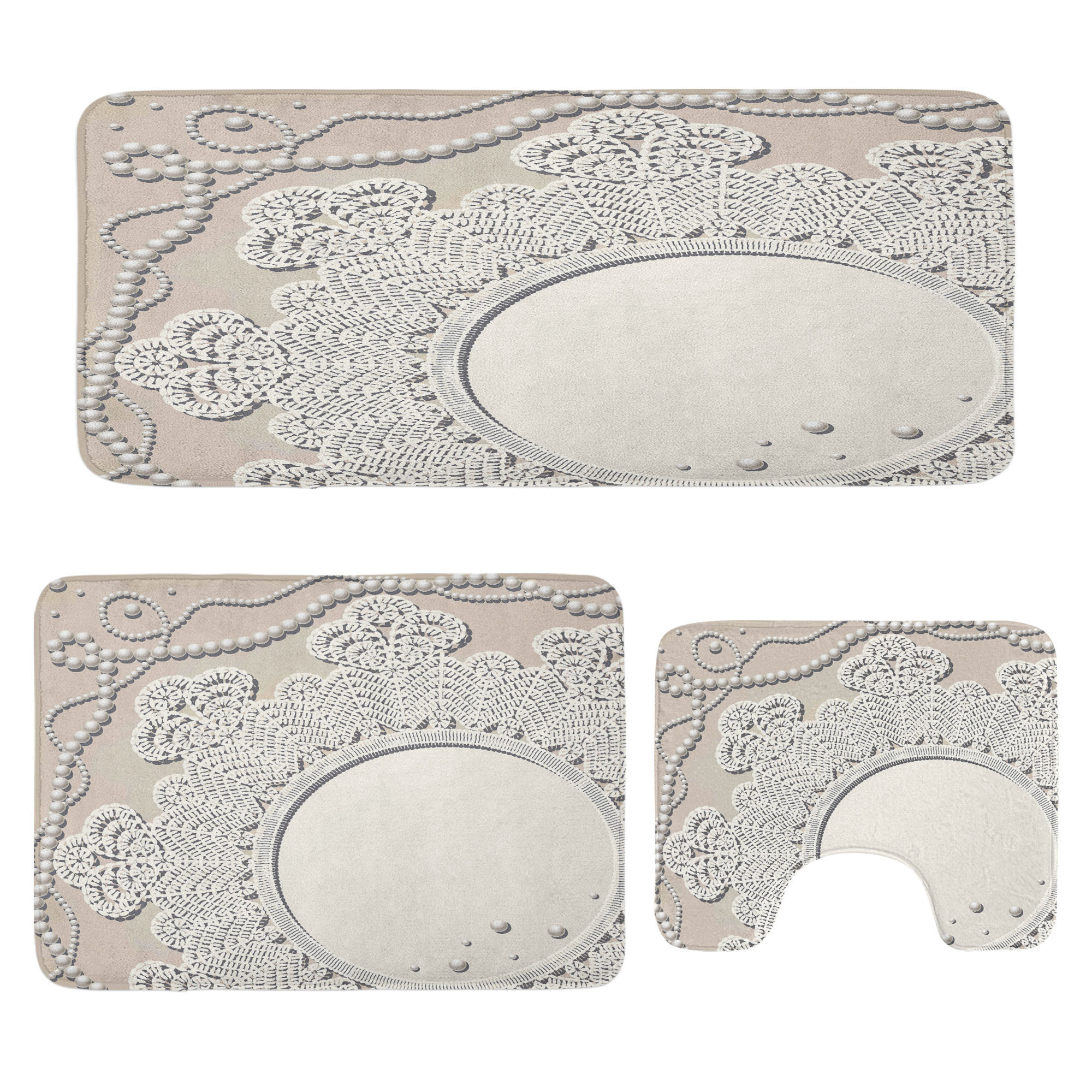 East Urban Home Vintage Bathroom Rug Set 3 Pieces U-Shape & Rectangle ...