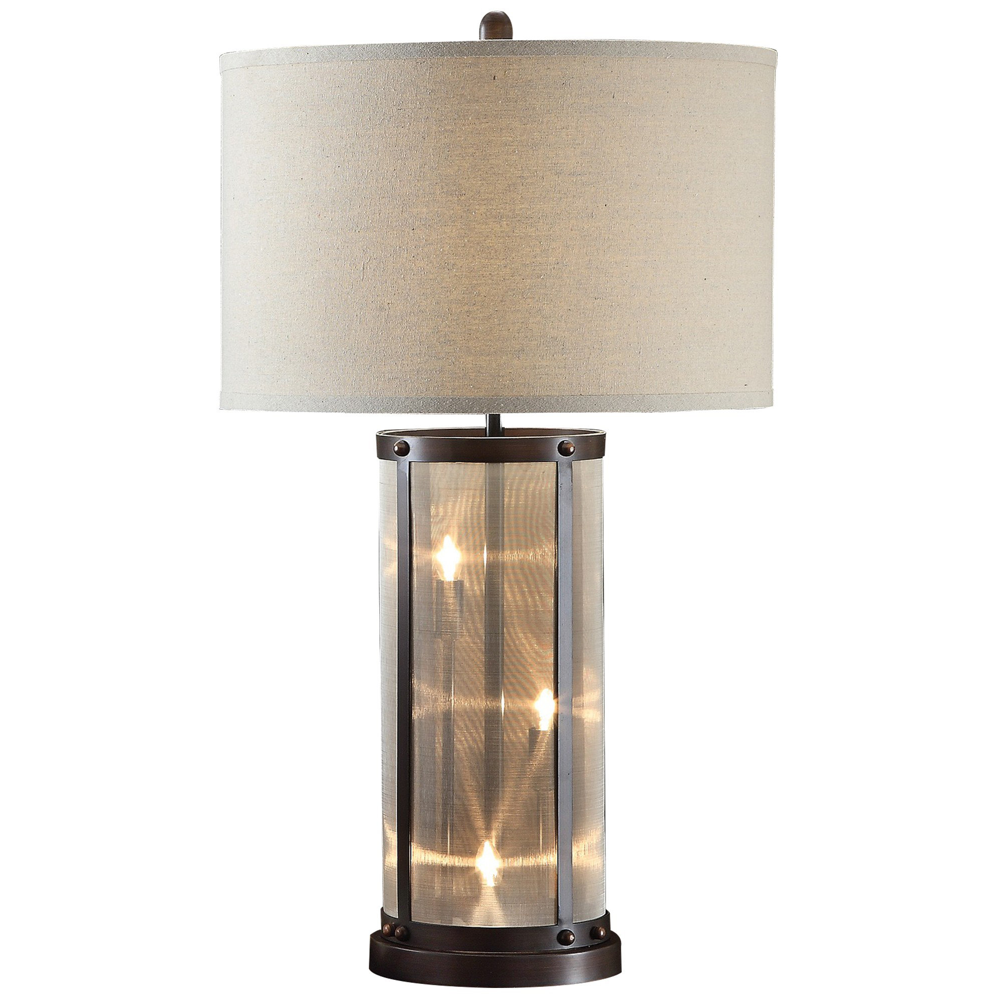 17 Stories 31 Inch Table Lamp, Classic Drum Fabric Shade, Modern Metal ...