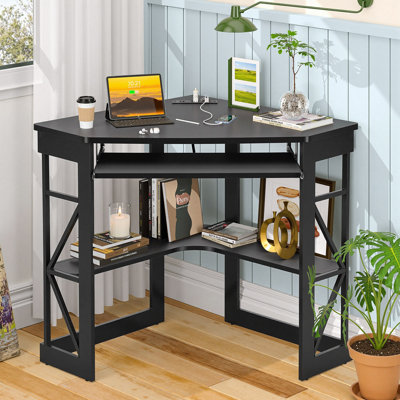 black corner computer desk