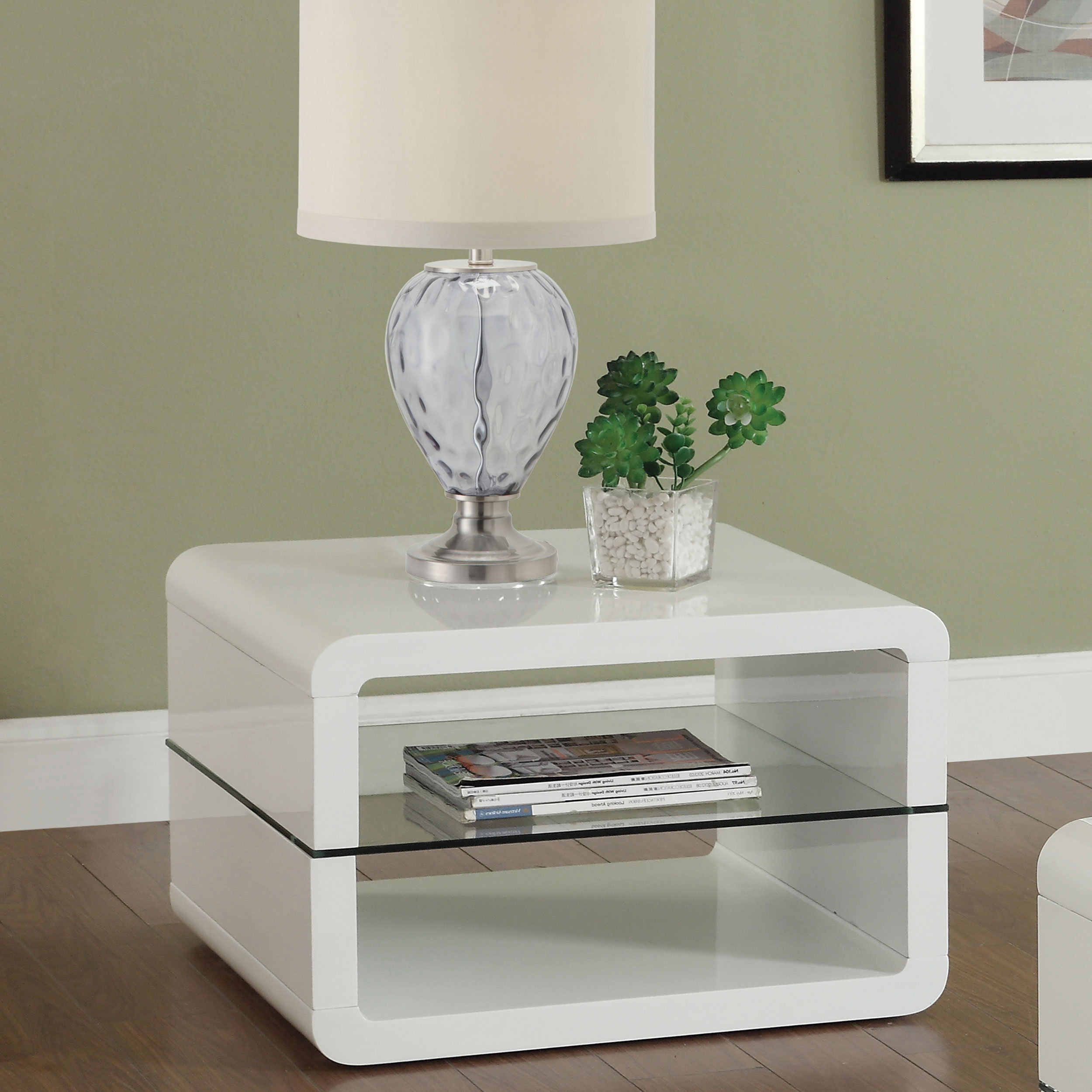 Ivy Bronx Elana 1-shelf Rectangular Side End Table White High Gloss ...