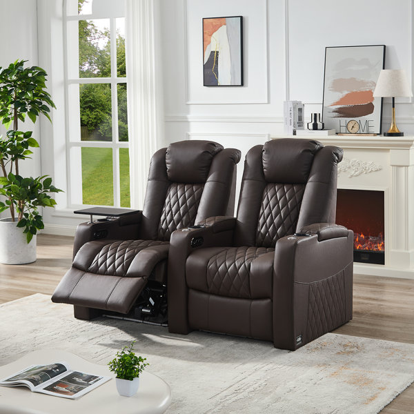 Brayden Studio® Leather Home Theater Seating Dual Power Movie Theater ...
