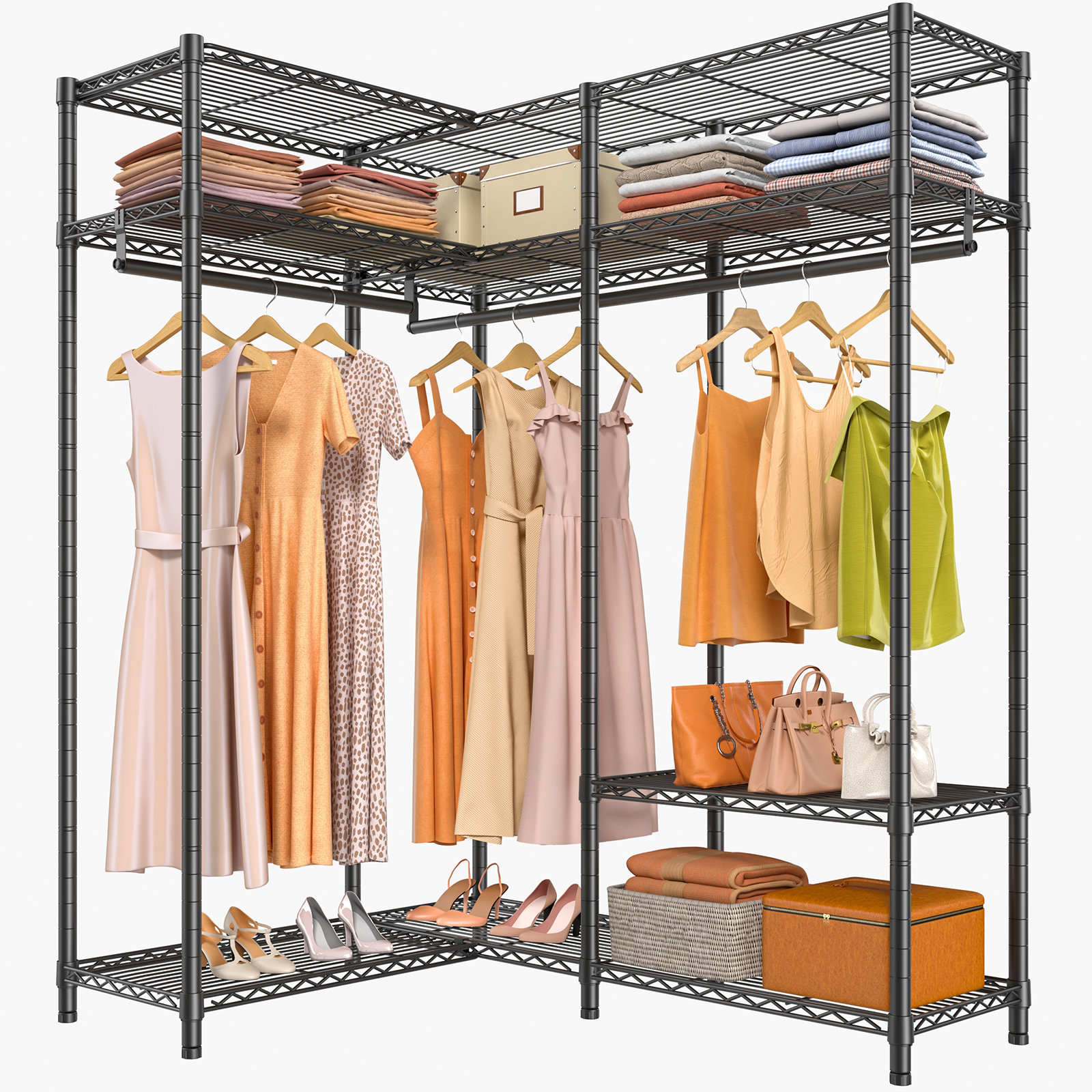 VIPEK L30 38" L Shaped Clothes Rack Heavy Duty, Space Saving Storage ...