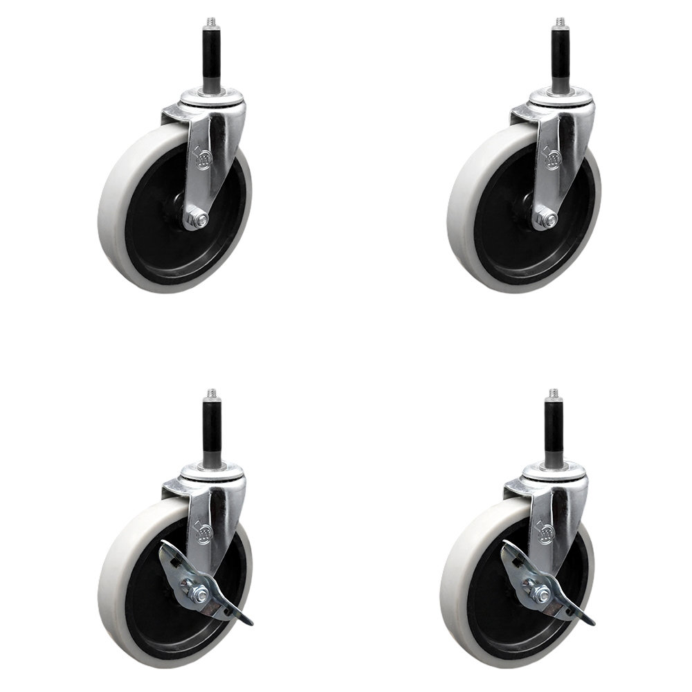 Service Caster 4 Piece Thermoplastic Expanding Caster Set with 2 Brakes ...