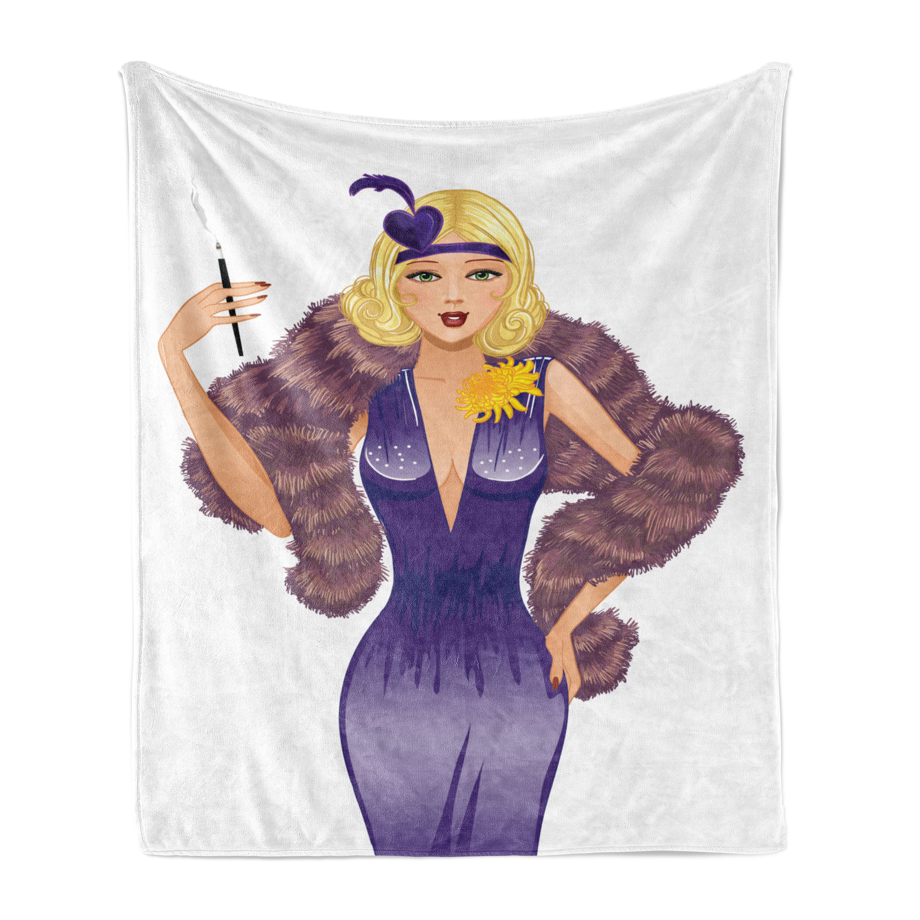 Ambesonne Pin up Girl Fleece Throw Blanket 1930s Style Blondie ...