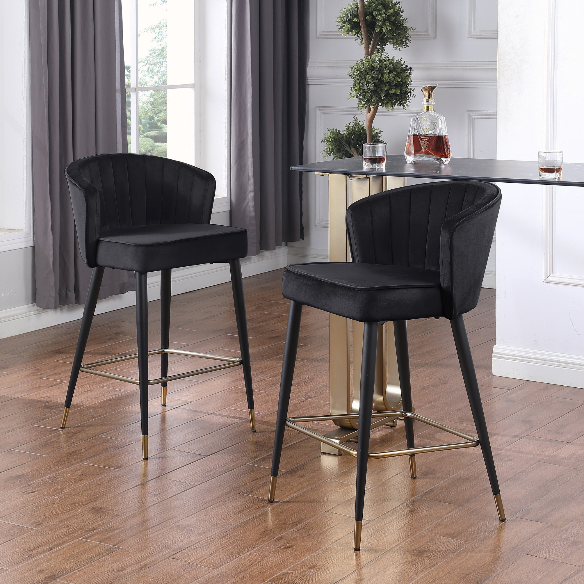 George Oliver Bar Stools Set of 2 - Wayfair Canada
