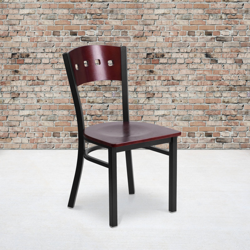 Winston Porter Jyun Decorative 4 Square Back Metal Restaurant Chair ...