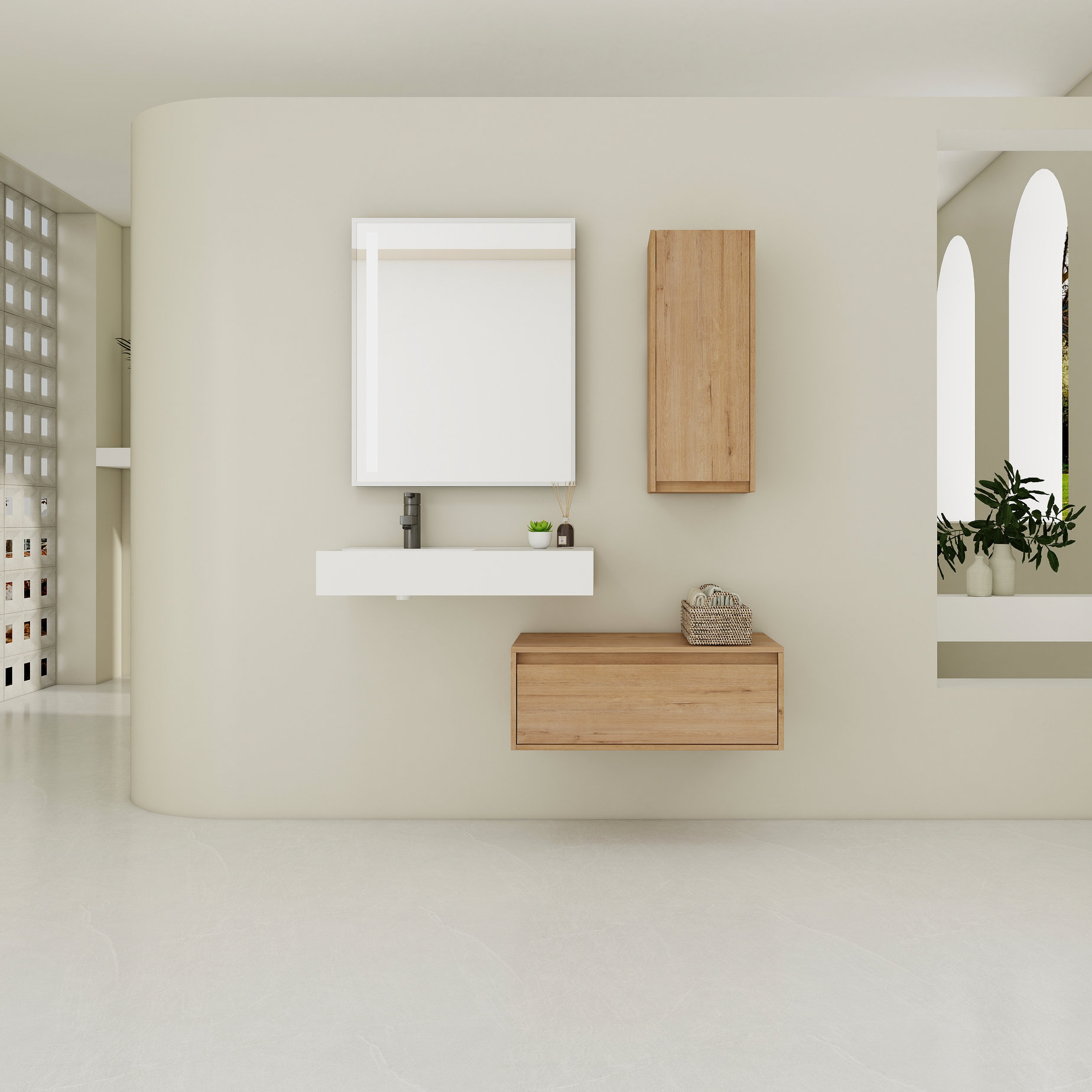 Ebern Designs Bathroom Counter With Resin Sink - Spacious And Stylish ...