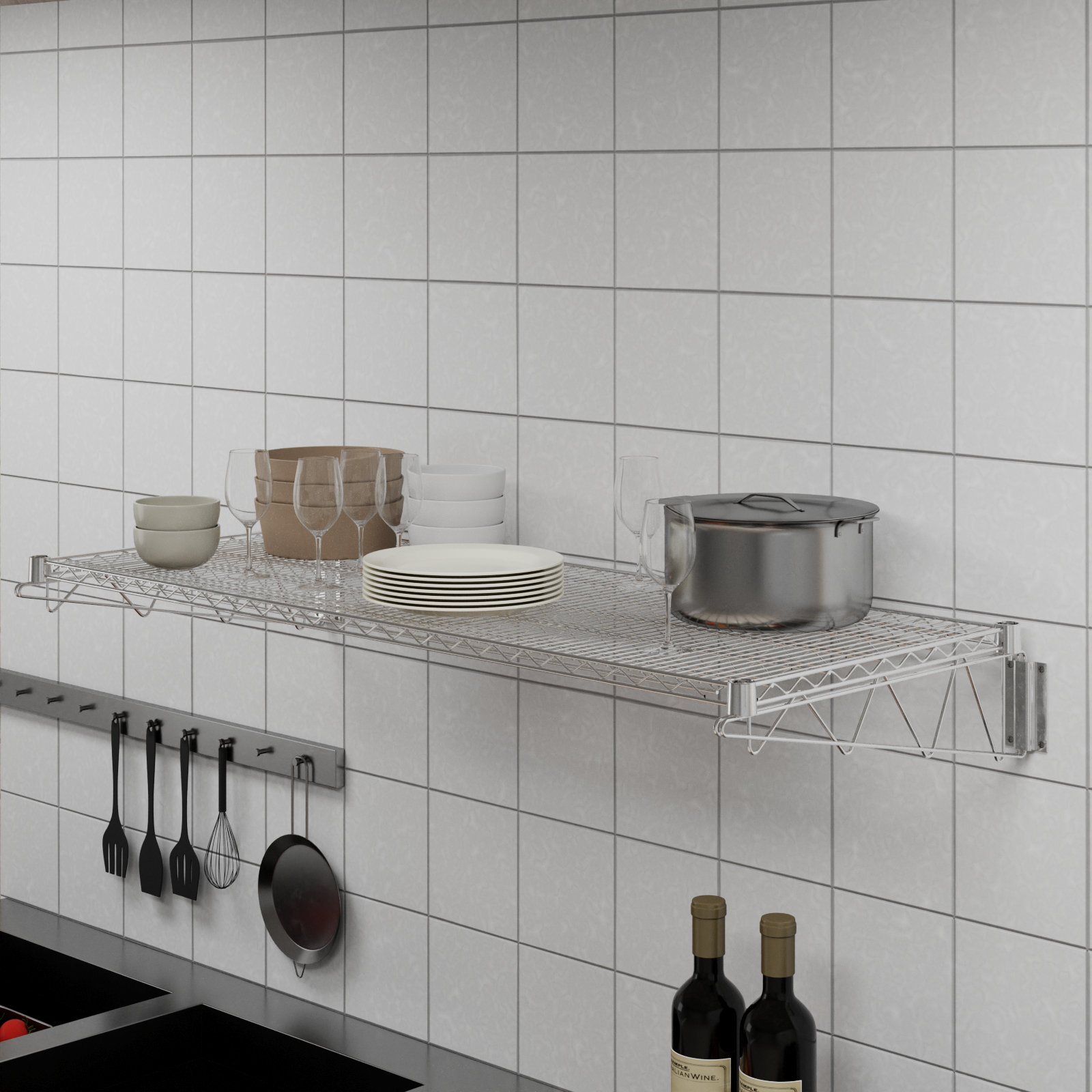 Amgood 24 In. X 60 In. Chrome Wire Wall Mount Shelf | Wayfair