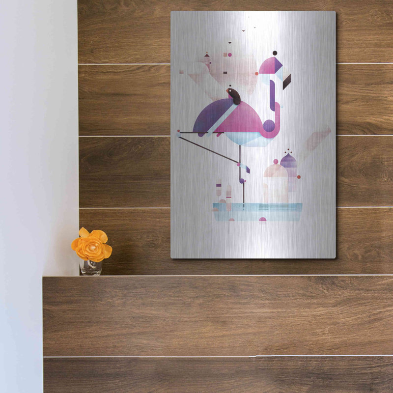 Bay Isle Home Luxe Metal Art 'Placido Flamingo' By Antony Squizz ...