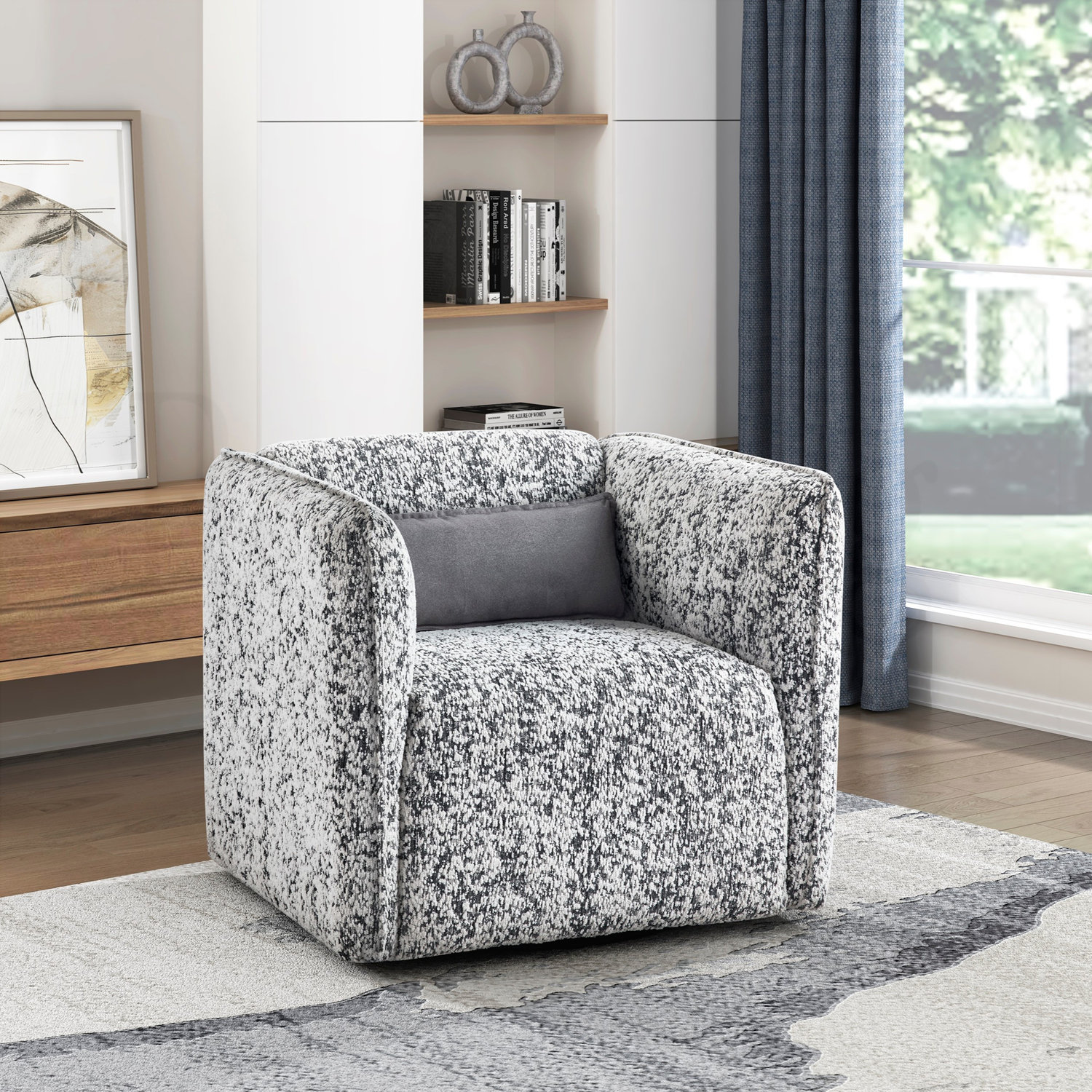 Latitude Run® Fancy Swivel Chair Jacquard Fabric Upholstery Modern ...