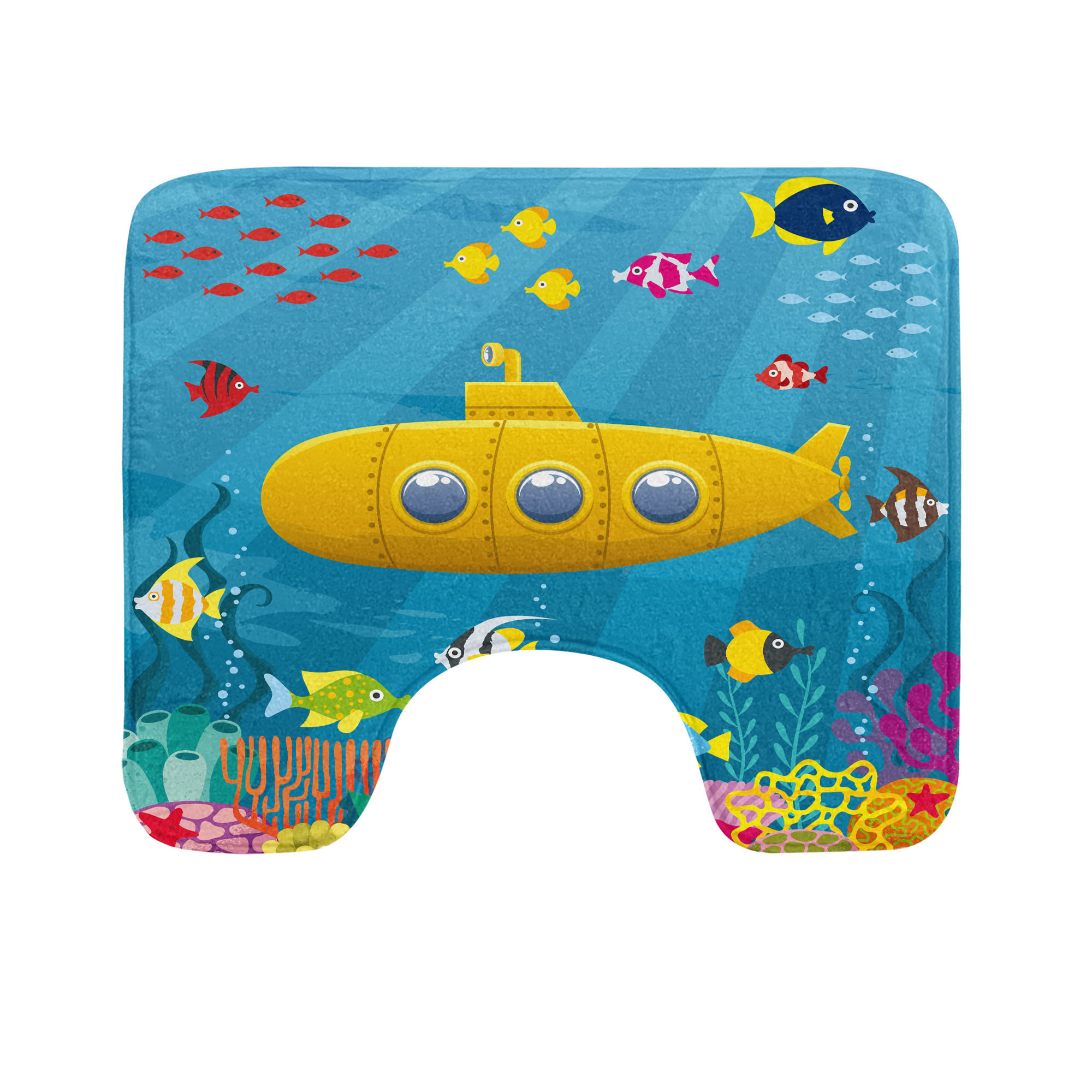 Dakota Fields Yellow Submarine Toilet Mat U-Shape Bathroom Rug 20" Blue ...