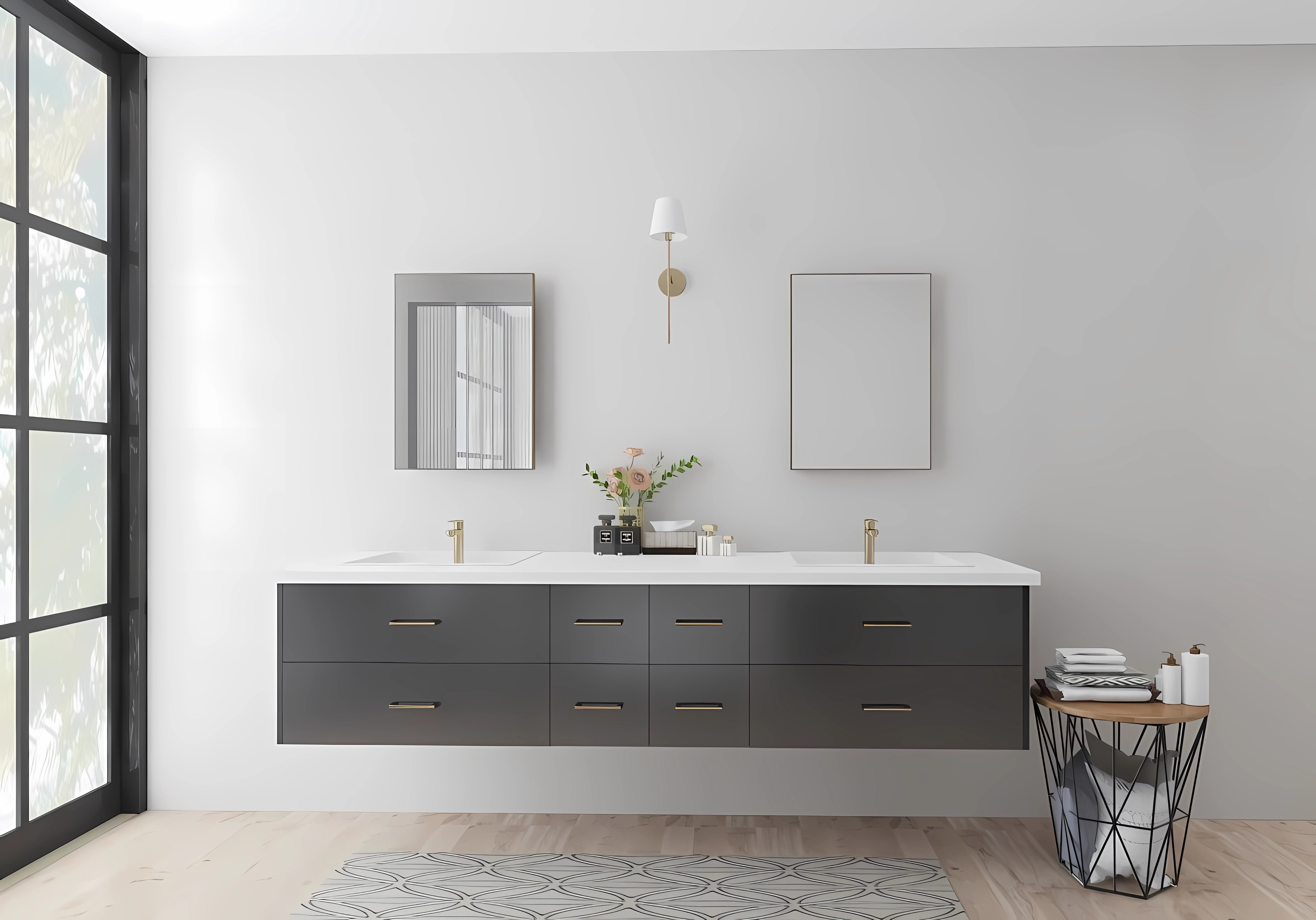 YUDEZIGN Calgary 90.5'' Double Bathroom Vanity Base Only | Wayfair