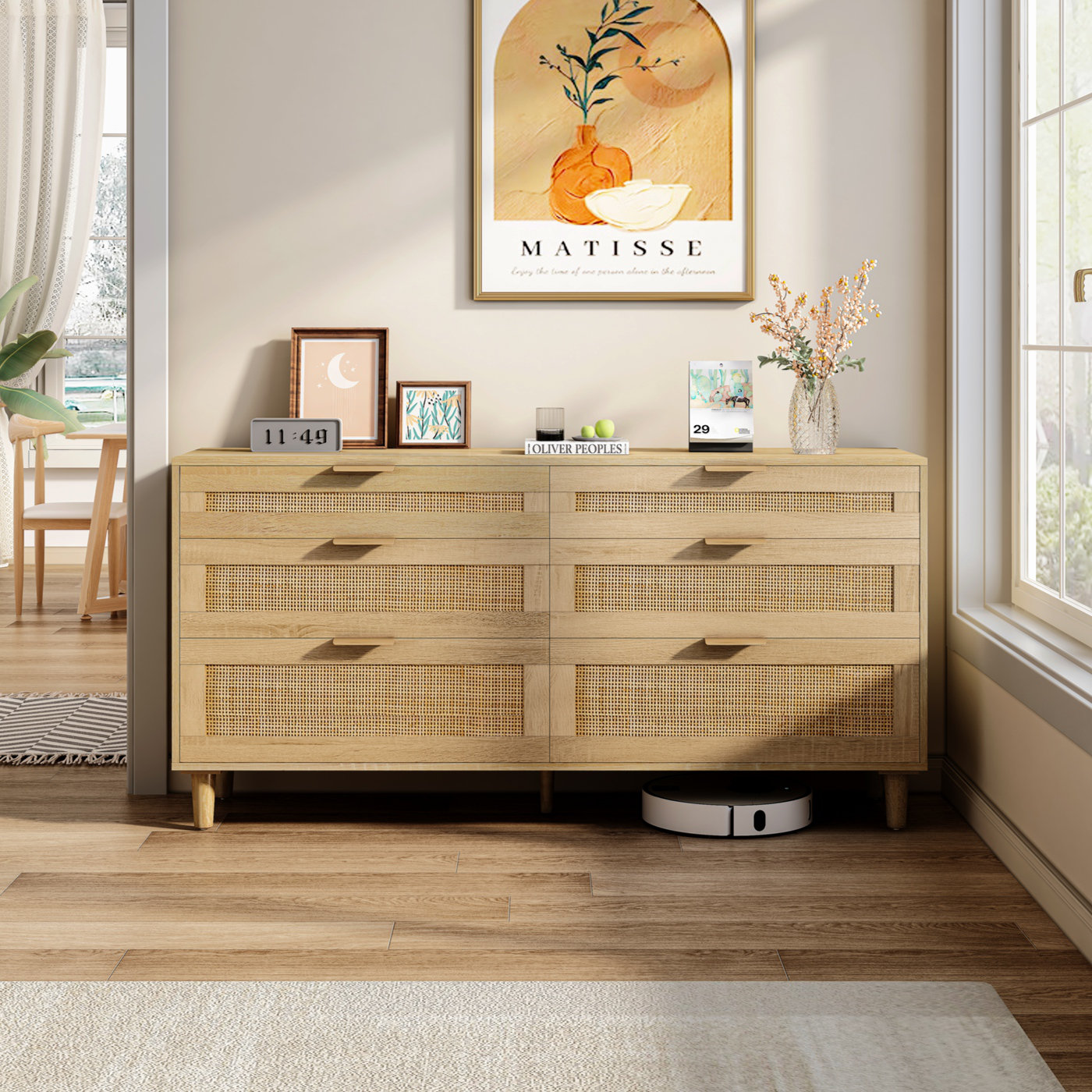 Dakota Fields 59" 6-Drawers Rattan Dresser Rattan Bedroom Furniture ...
