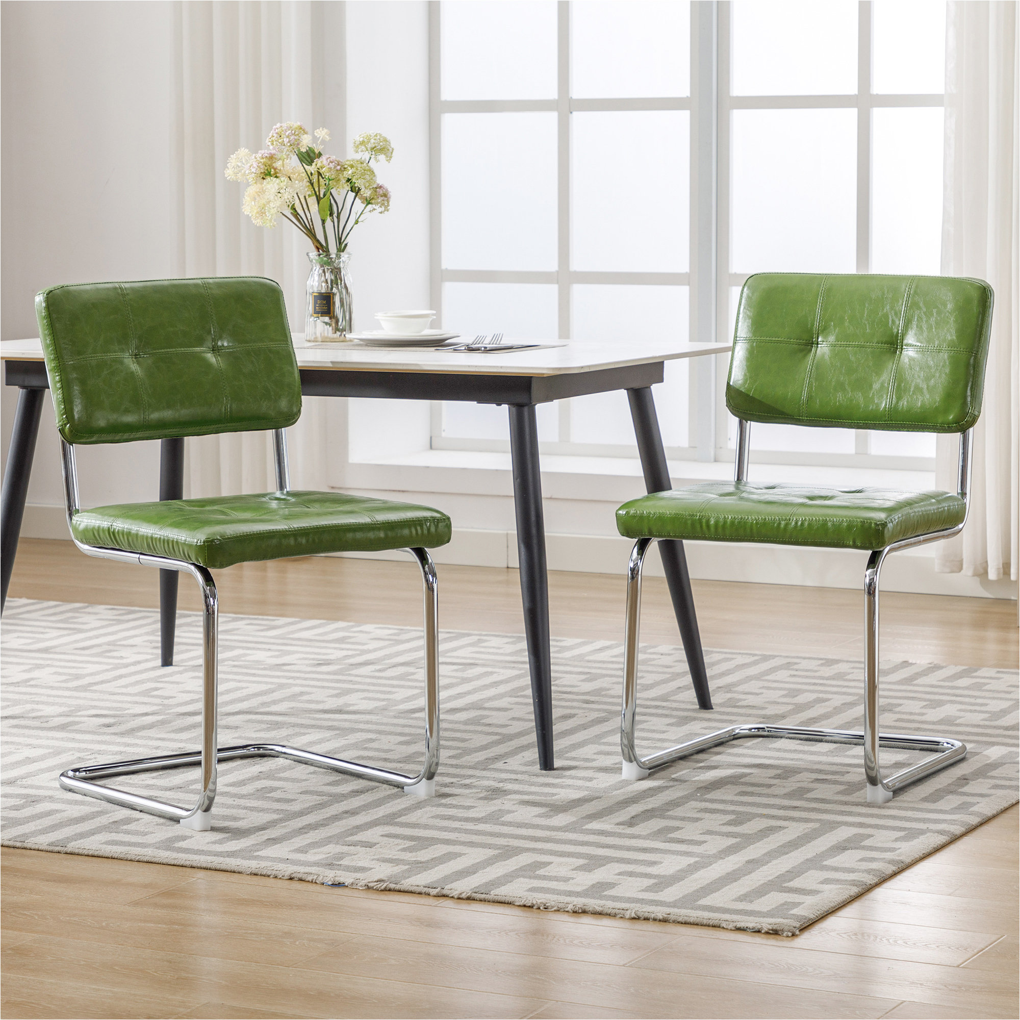 Ebern Designs Cambriah Tufted Metal Upholstered Back Side Chair Dining ...