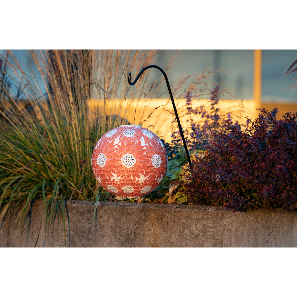 Allsop Home and Garden Stella Sunflower Print 12" Globe Solar Lantern ...