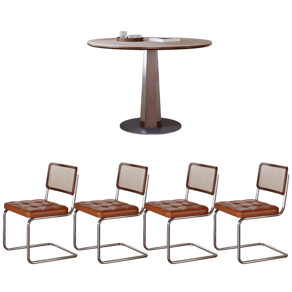 RESROS Metal Sense Round Rock Slab Dining Table Set - Wayfair Canada