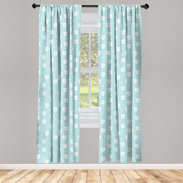 Ambesonne Tooth 4-Panel Curtains, Smiling Teeth Characters Art Pale ...