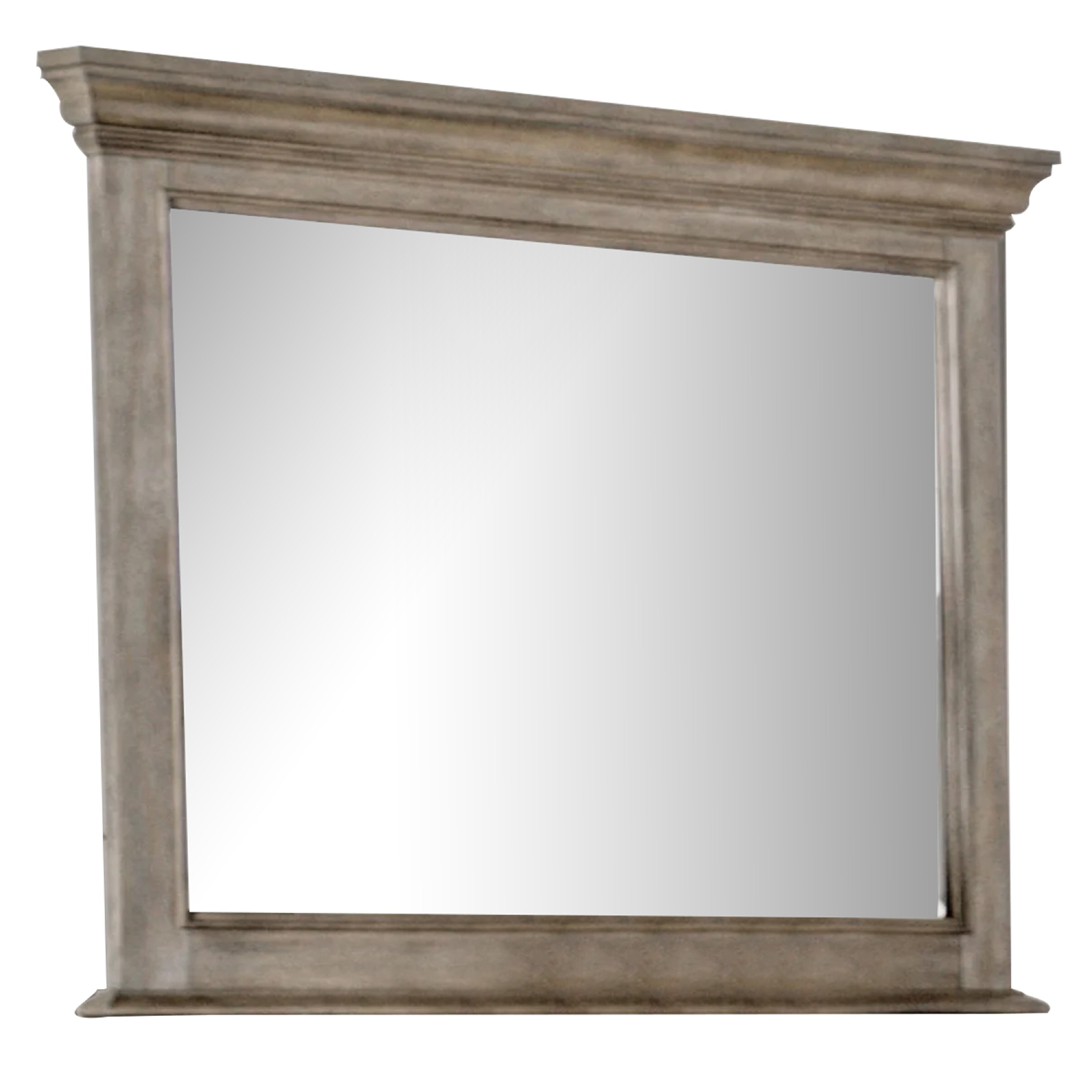 Benjara Zea Vanity Dresser Mirror, Elegant Crown Moldings In Aged Oak ...
