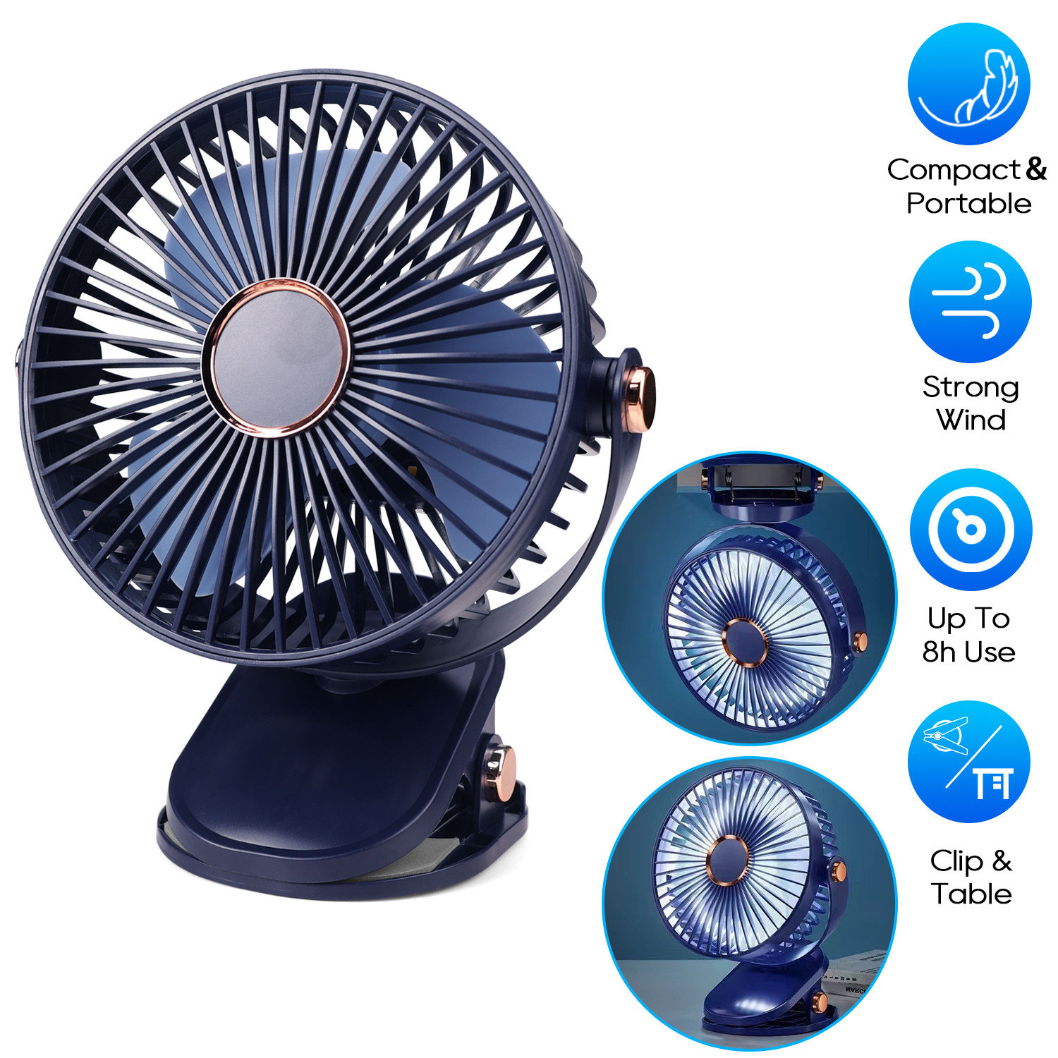 Biyori Clip Fan with Adjustable Speeds Night Light Versatile 3-in-1 ...