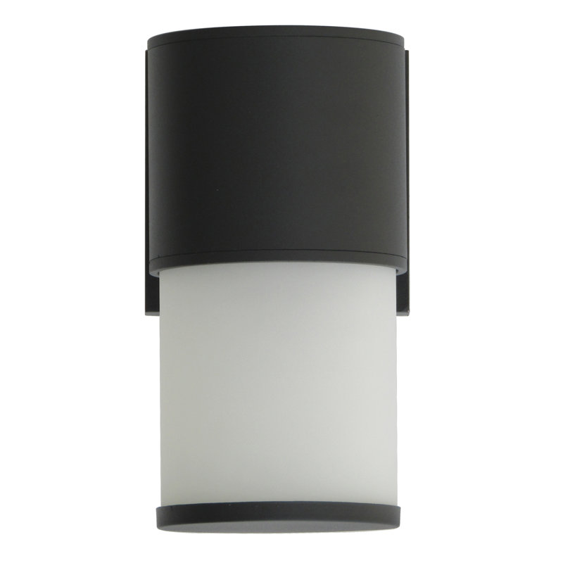 Ebern Designs Zymari Black 8.6" H Frosted Glass Outdoor Armed Sconce ...