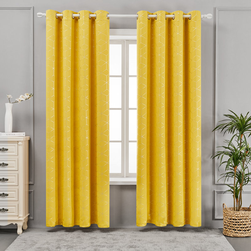 Deconovo Silver Diamond Pattern Curtain Pair | Wayfair