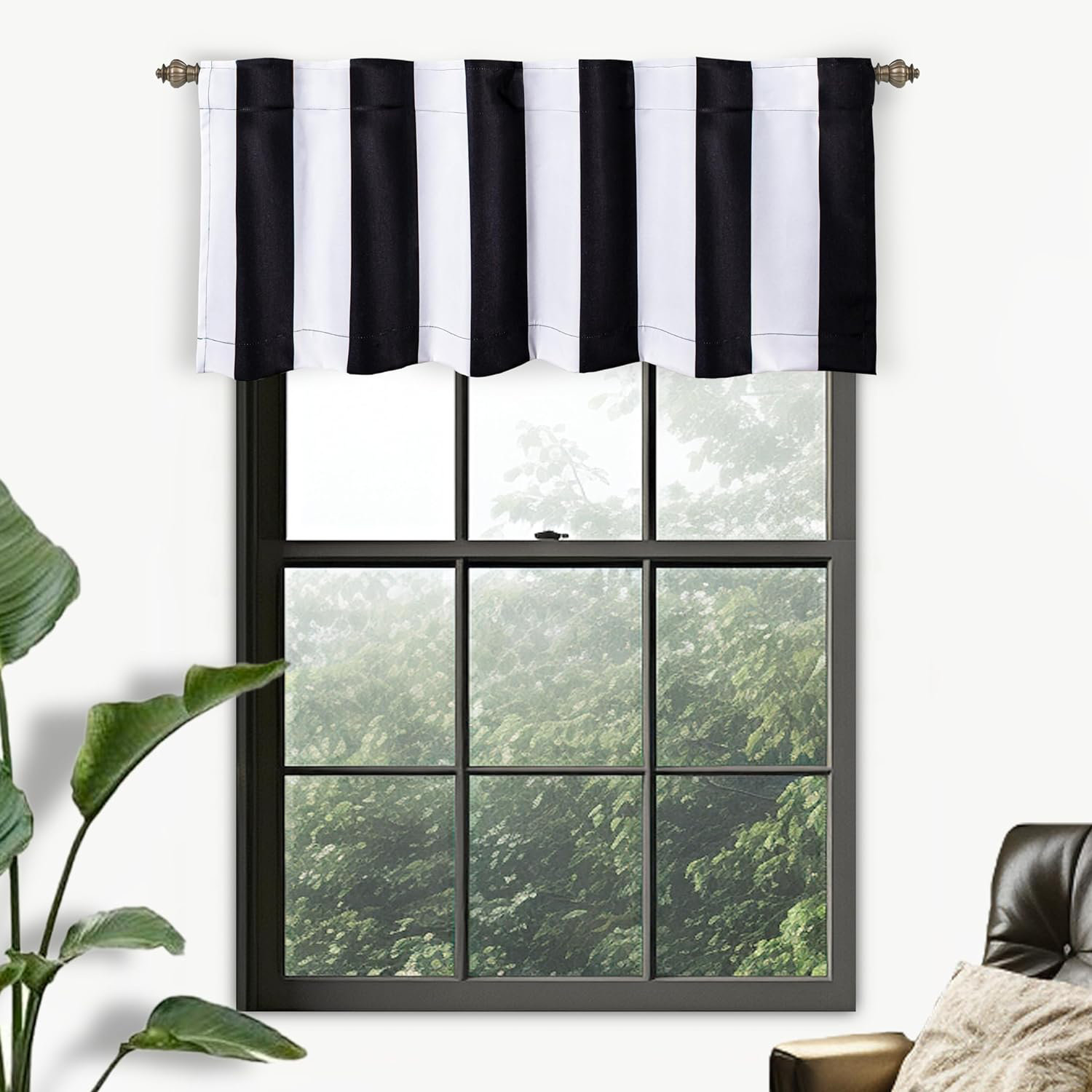 Wade Logan® Anneleise Striped Tailored Window Valance in Black/White ...