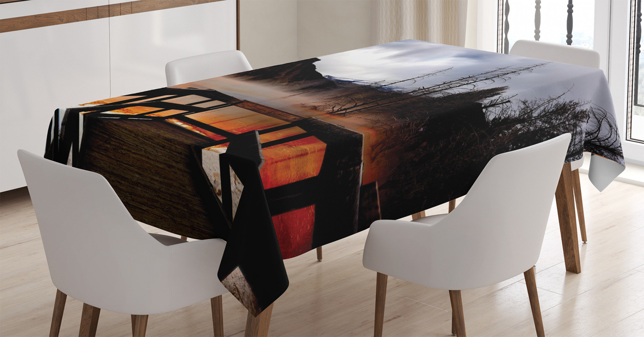East Urban Home Yellowstone Tablecloth, Moody Cloudy Sky Over Hot ...