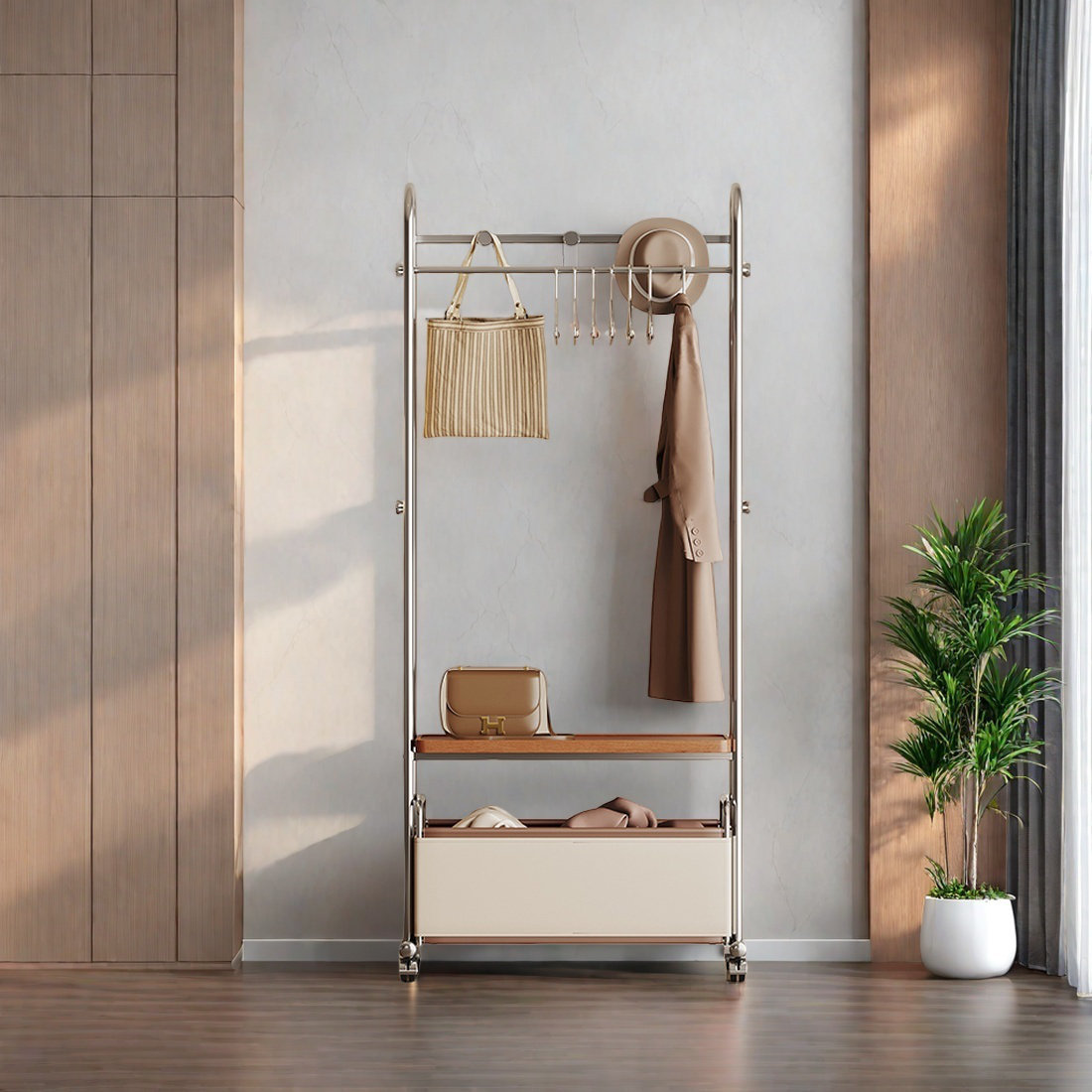 PPEDKS Stainless Steel Coat Rack with Hooks | Wayfair