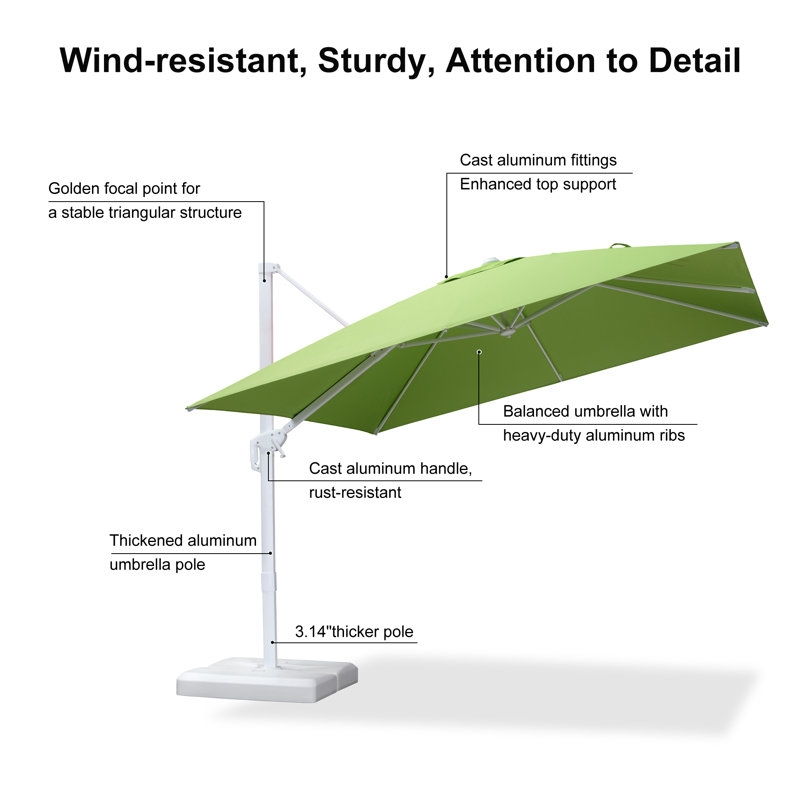 Arlmont & Co. Outdoor White Pole 120'' Square Offset Cantilever ...