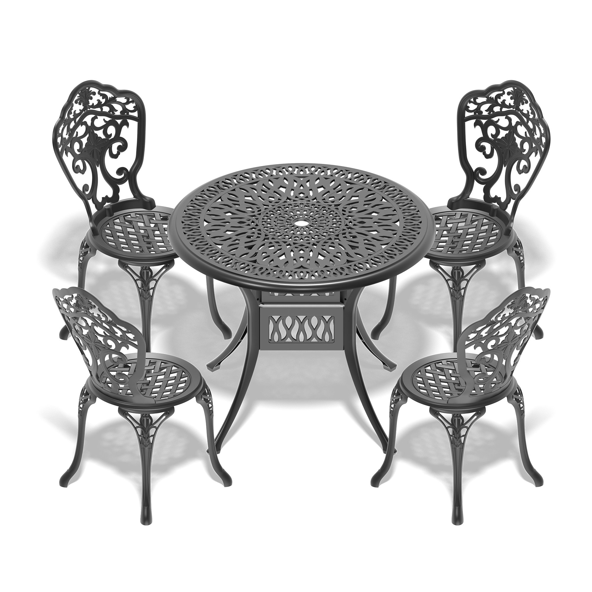 Astoria Grand 5-Piece Bar Set Of All-Weather Cast Aluminum Dining ...