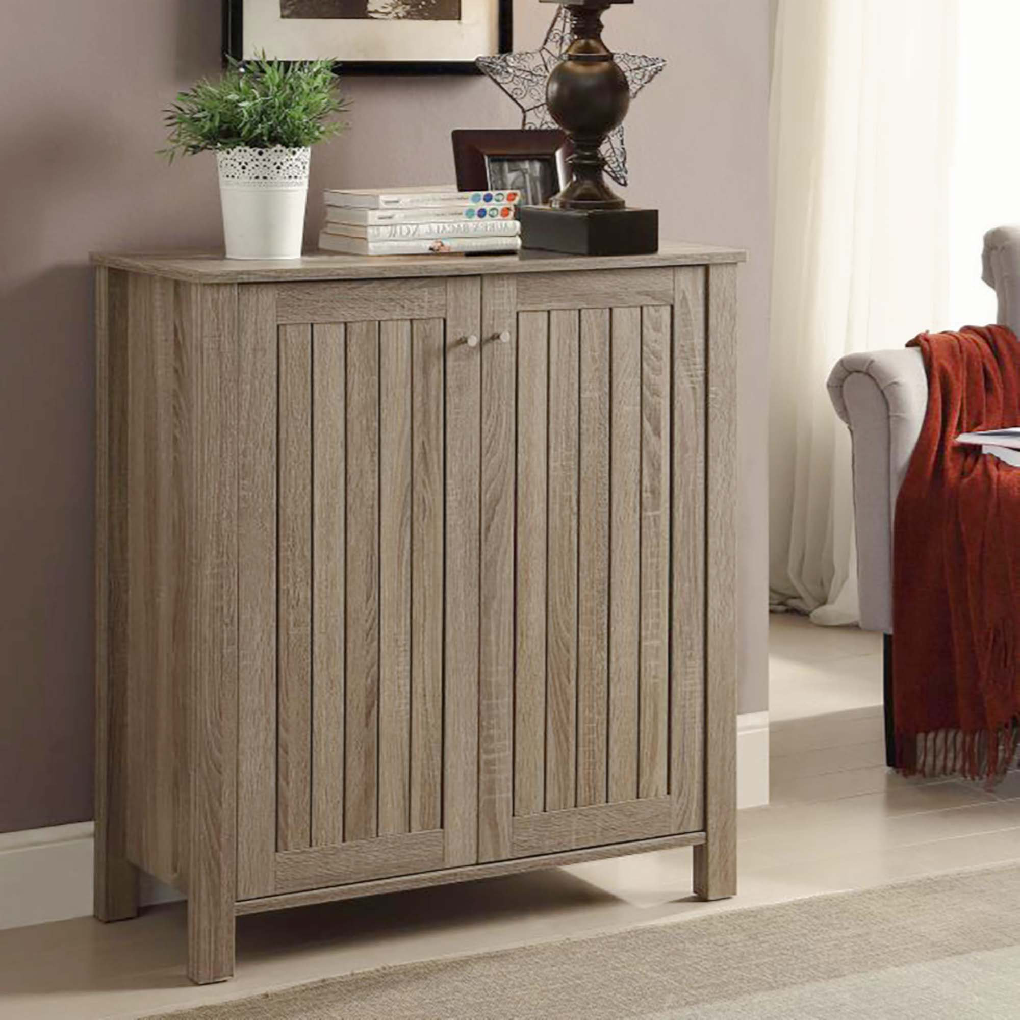 Gracie Oaks Dark Taupe 2-Door Shoe Storage | Wayfair