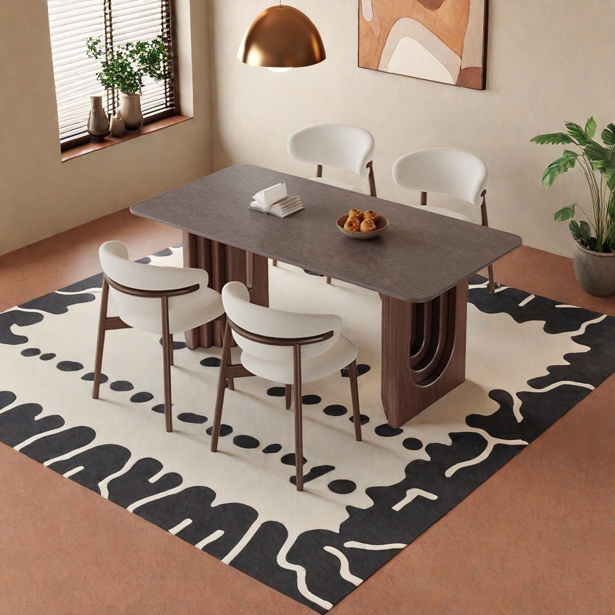 Sleek Surface Designs Retro Rock Board Dining Table with FAS Ash Legs ...