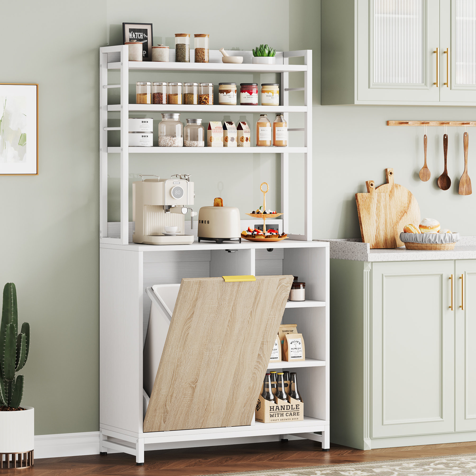 17 Stories Baker's Rack With Microwave Compatibility And Power Outlet ...