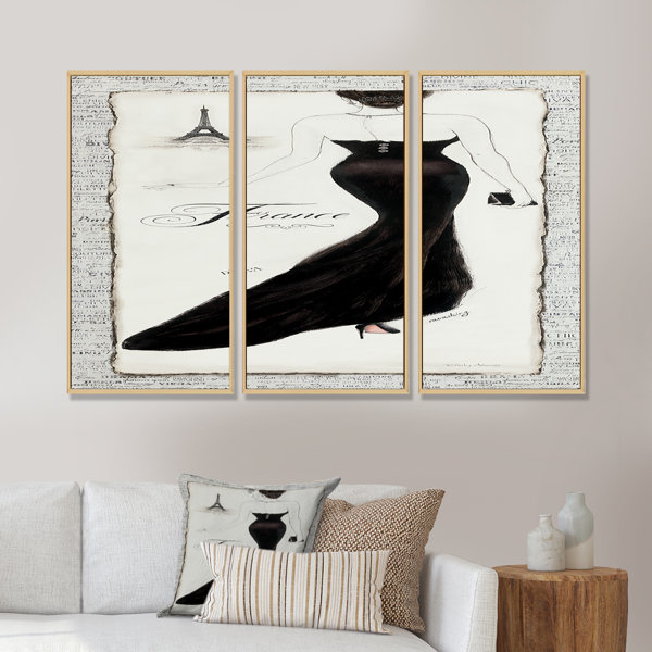 DesignArt " Elegance Glam Paris Diva II " 3 - Pieces on Canvas ...