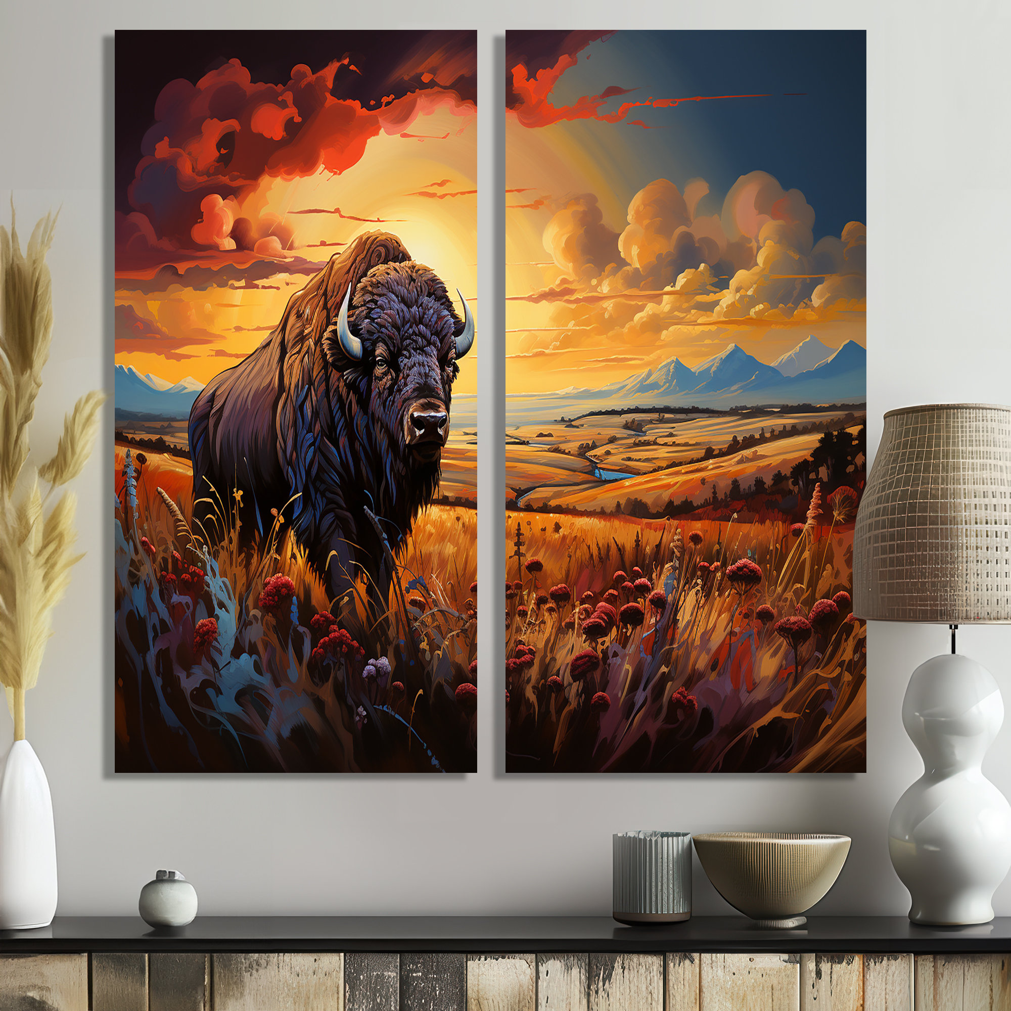 Loon Peak® Native American Art Bison Spirit II - Brown Global Canvas ...