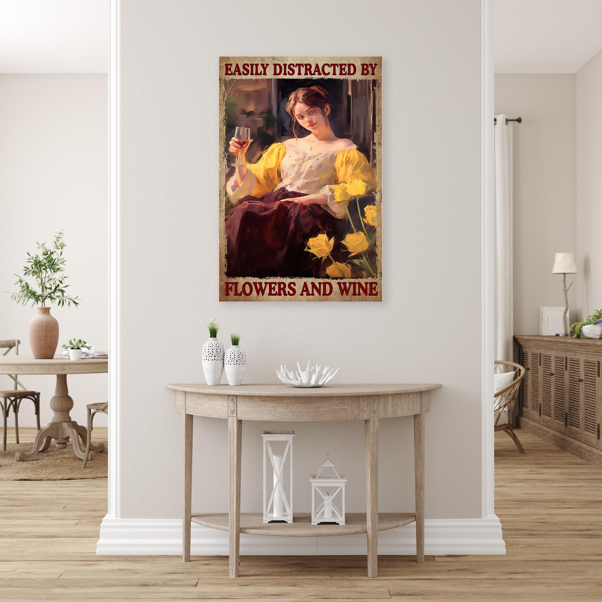 Trinx Cui Easily Distracted By Flowers And Wine - 1 Piece Rectangle ...