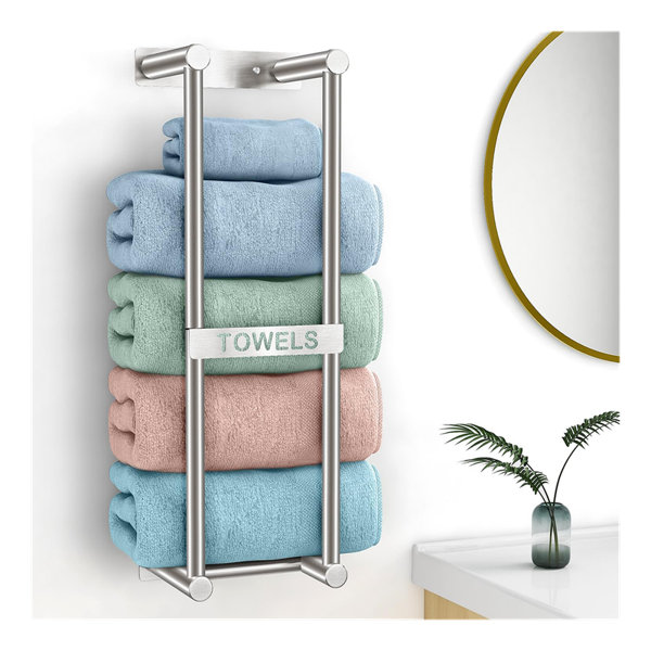 JASODI 22inch Wall Towel Rack for Rolled Towels Folded Bath Towels，Can ...