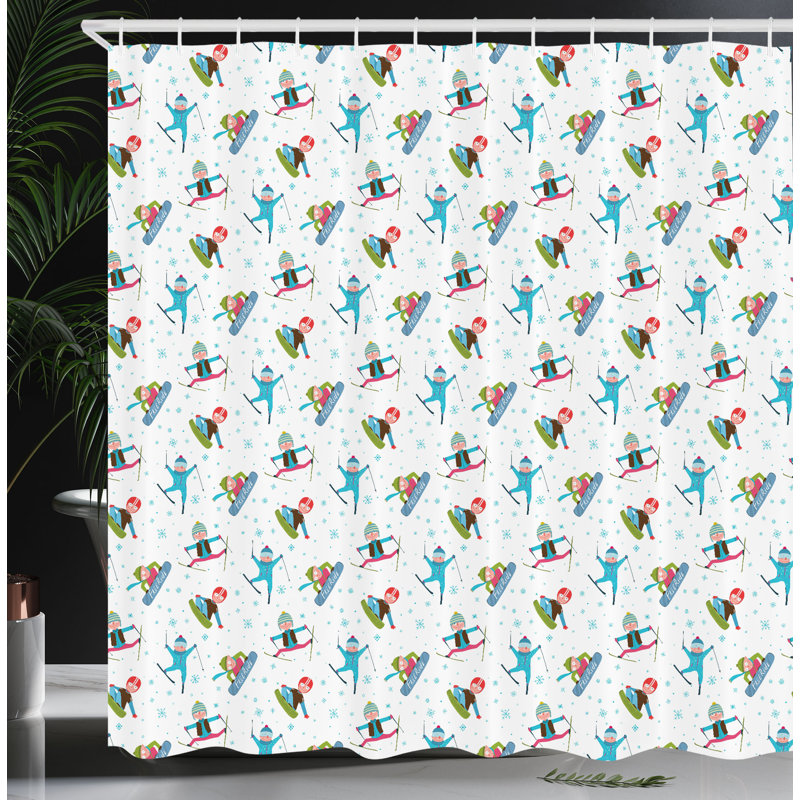 Latitude Run® Winter Shower Curtain Snowboard and Ski | Wayfair