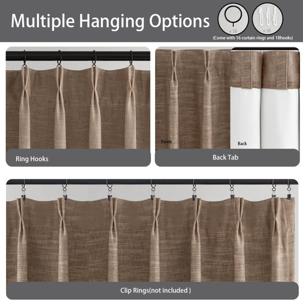 Hokku Designs 100% Blackout Curtains, Linen Textured, Pinch Pleated ...