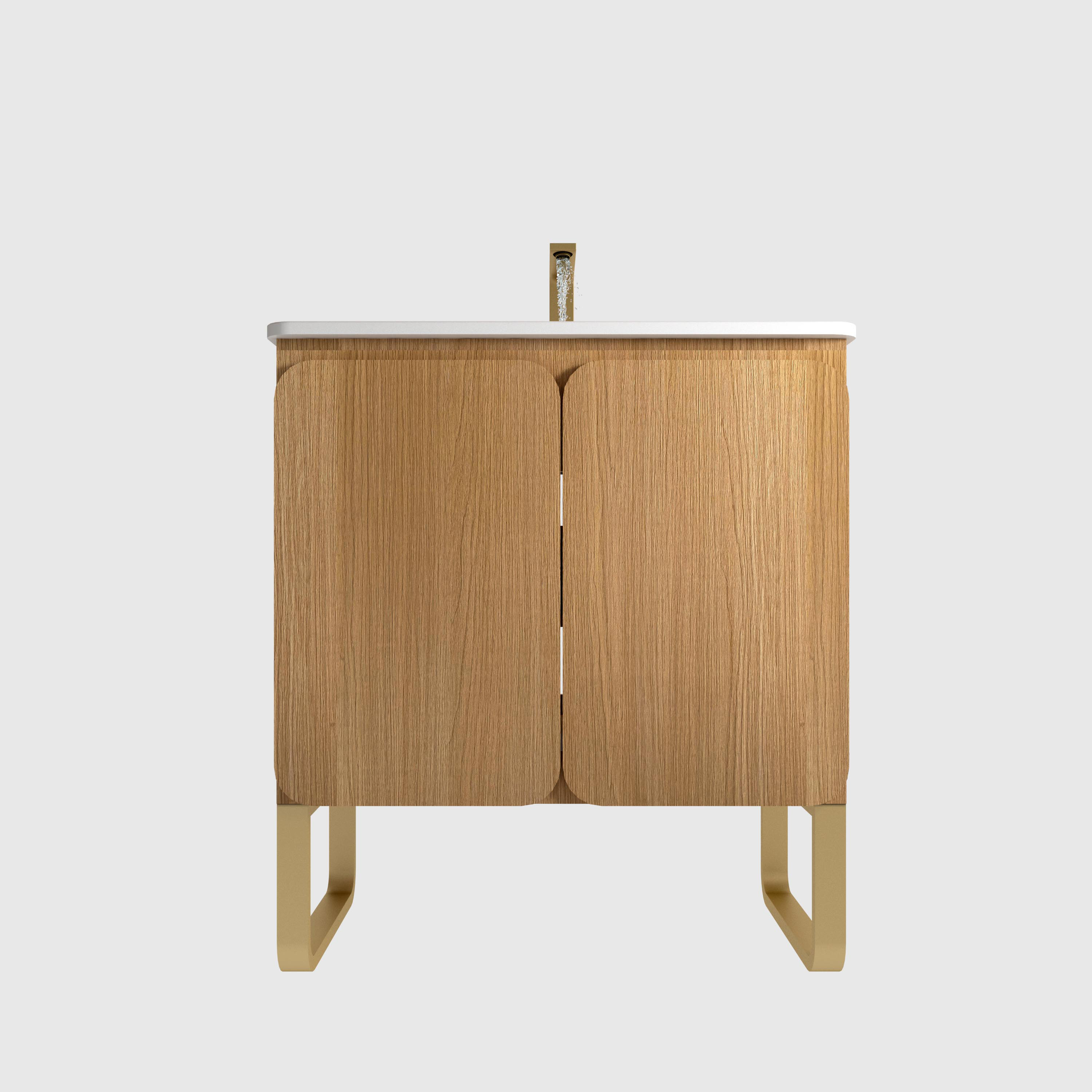 Mercer41 30" Freestanding Light Wood Bathroom Vanity with Ceramic Sink ...