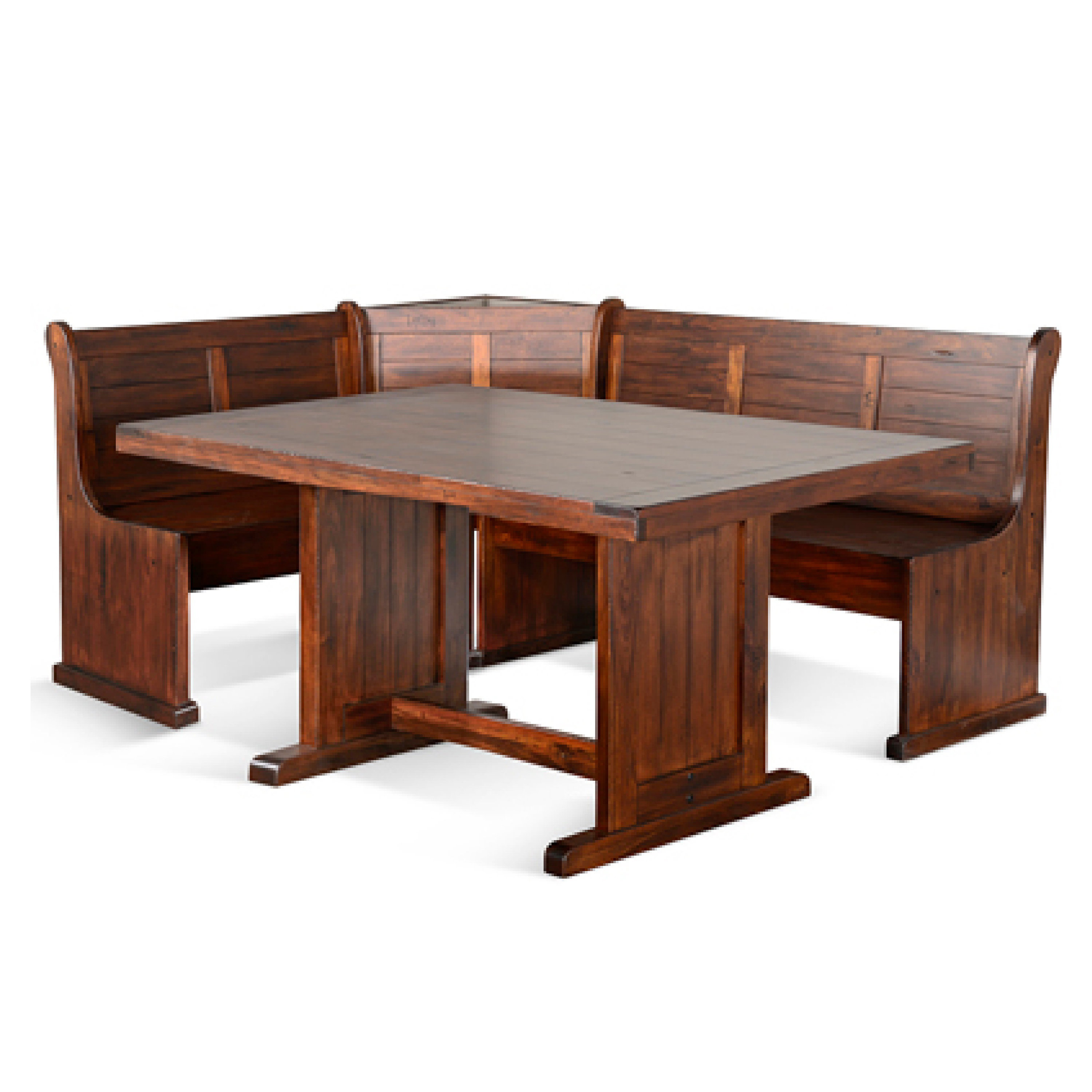 Benjara Reggie 4Pc Breakfast Nook Dining Set, Storage Bench, Brown ...