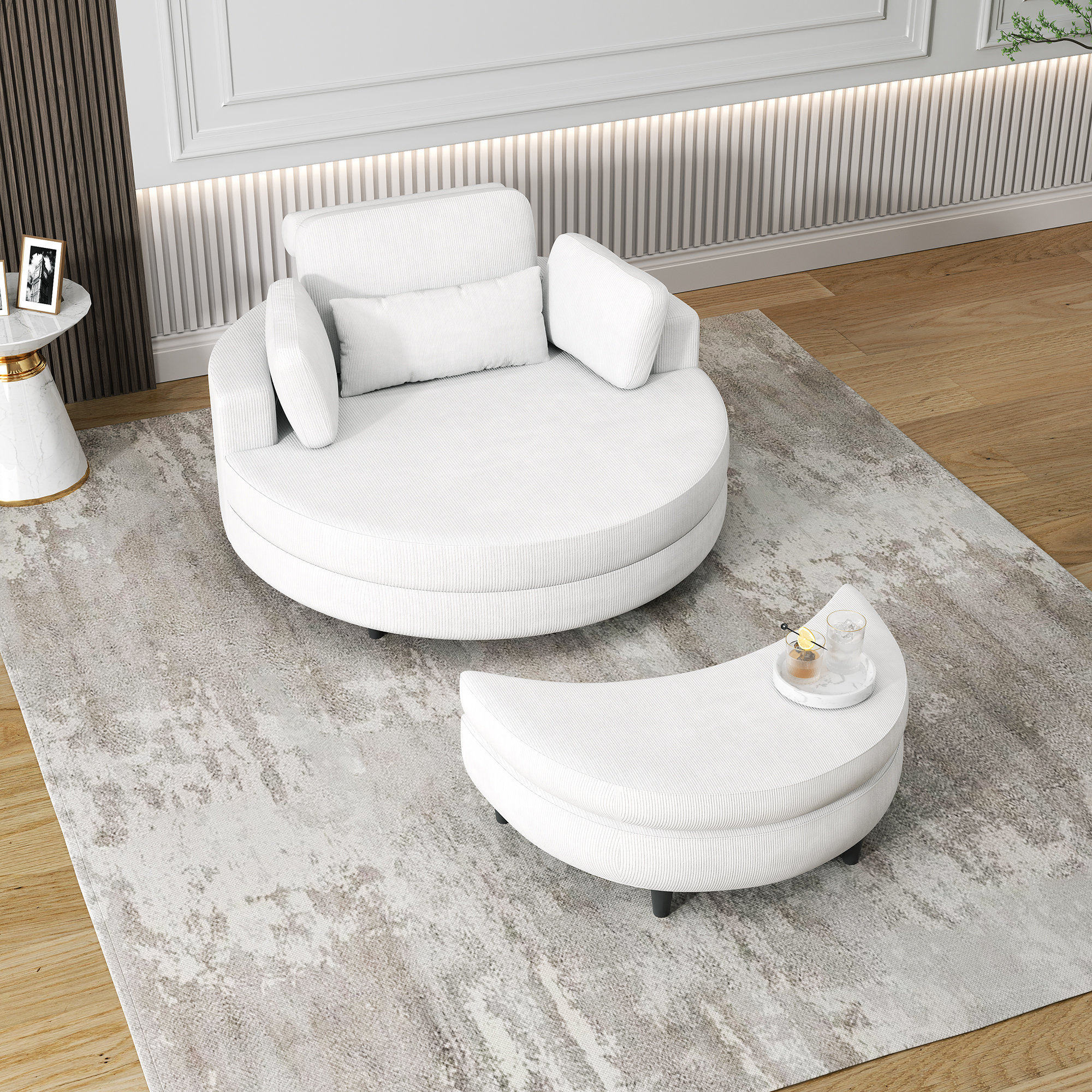 Latitude Run® Modern 51.2” single couch soft sofa chair with footrest ...